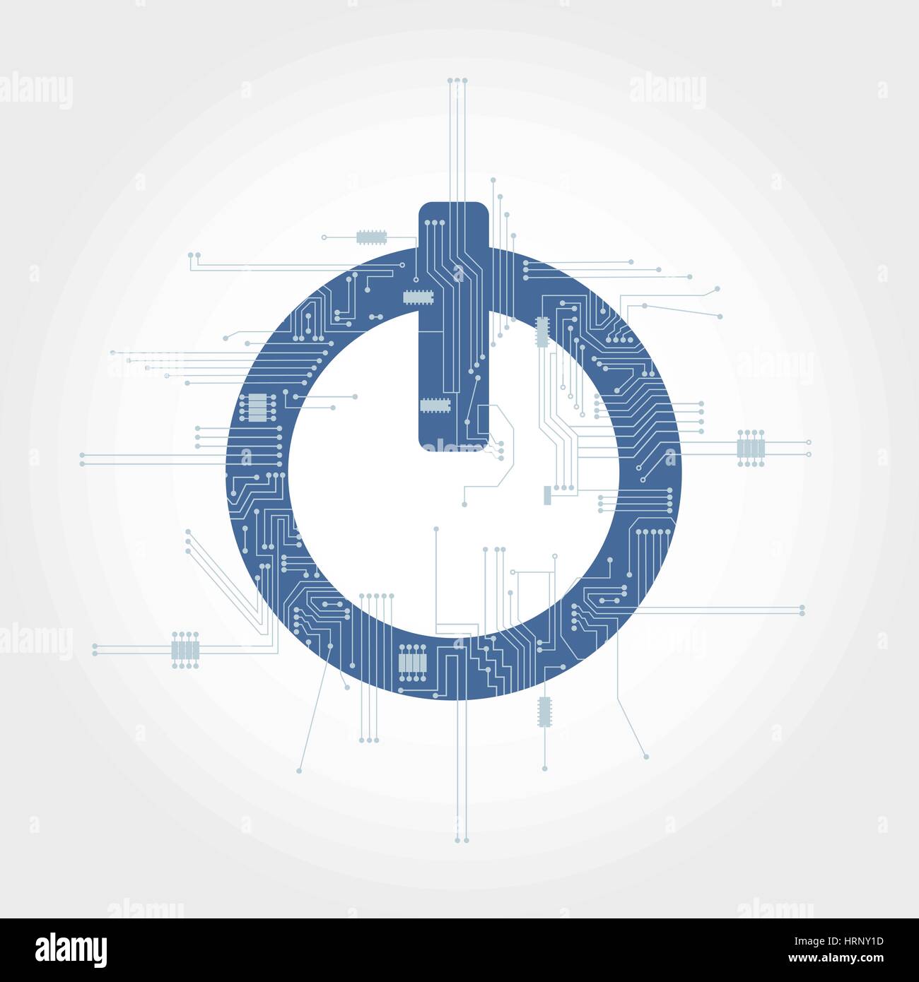Electronic circuit branching from a button on, off. Clean design Stock ...