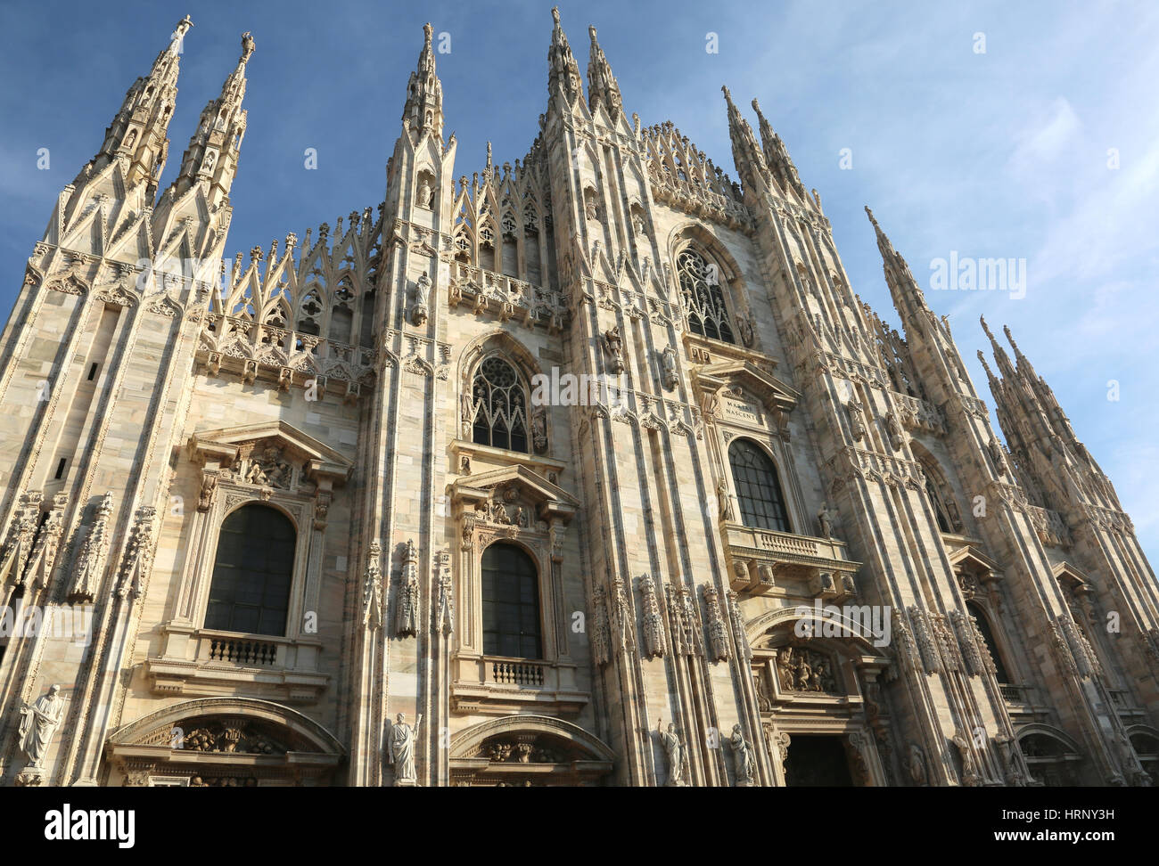 Facade of Gothic Cathedral called Duomo di Milano in Milan Italy Stock ...