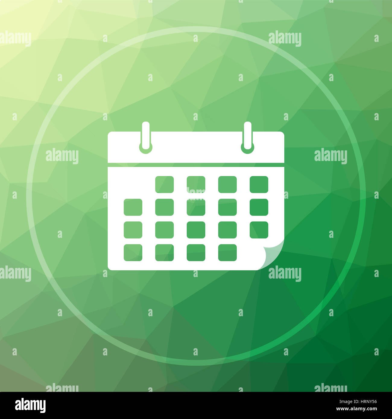 Calendar icon. Calendar website button on green low poly background ...