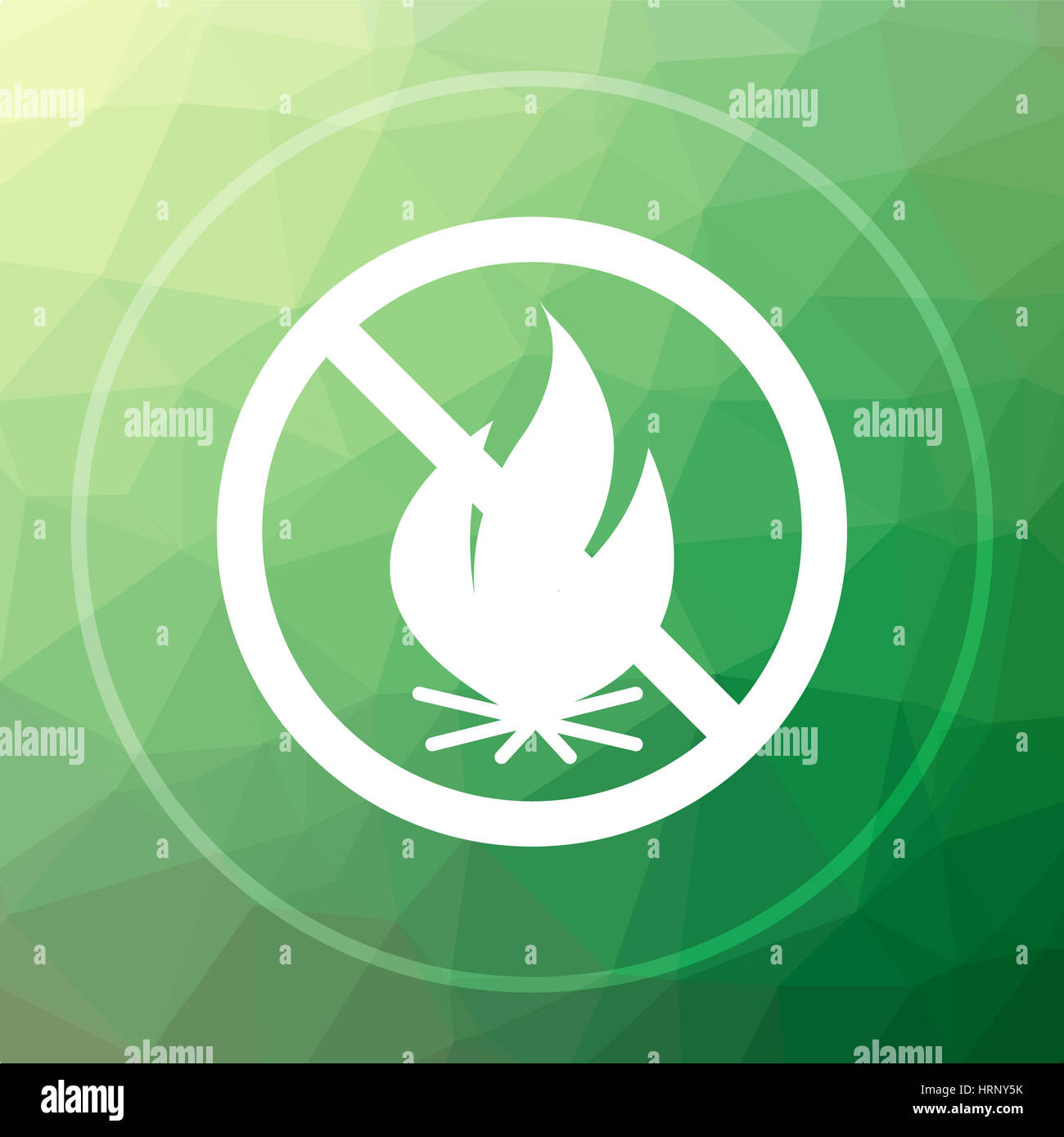 Fire forbidden icon. Fire forbidden website button on green low poly ...