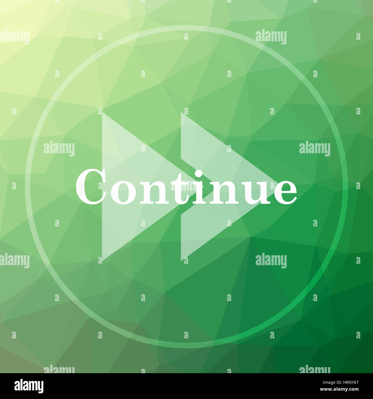 Continue icon. Continue website button on green low poly background ...