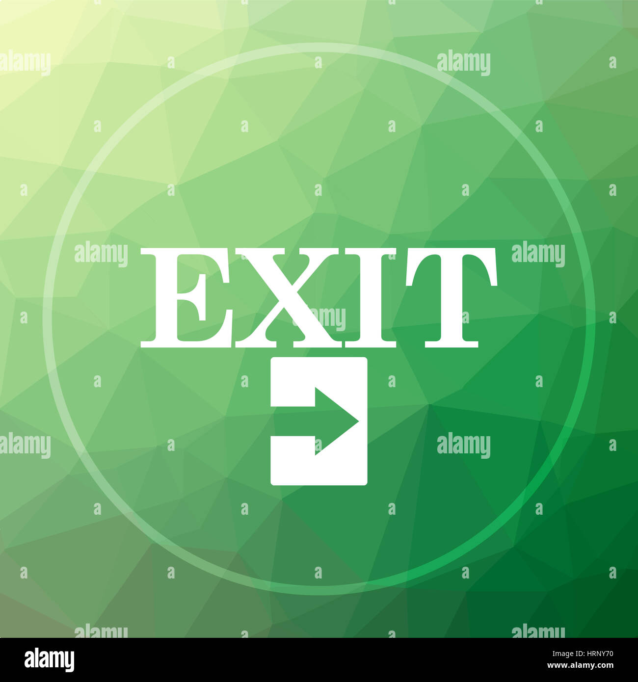Exit icon. Exit website button on green low poly background Stock Photo ...
