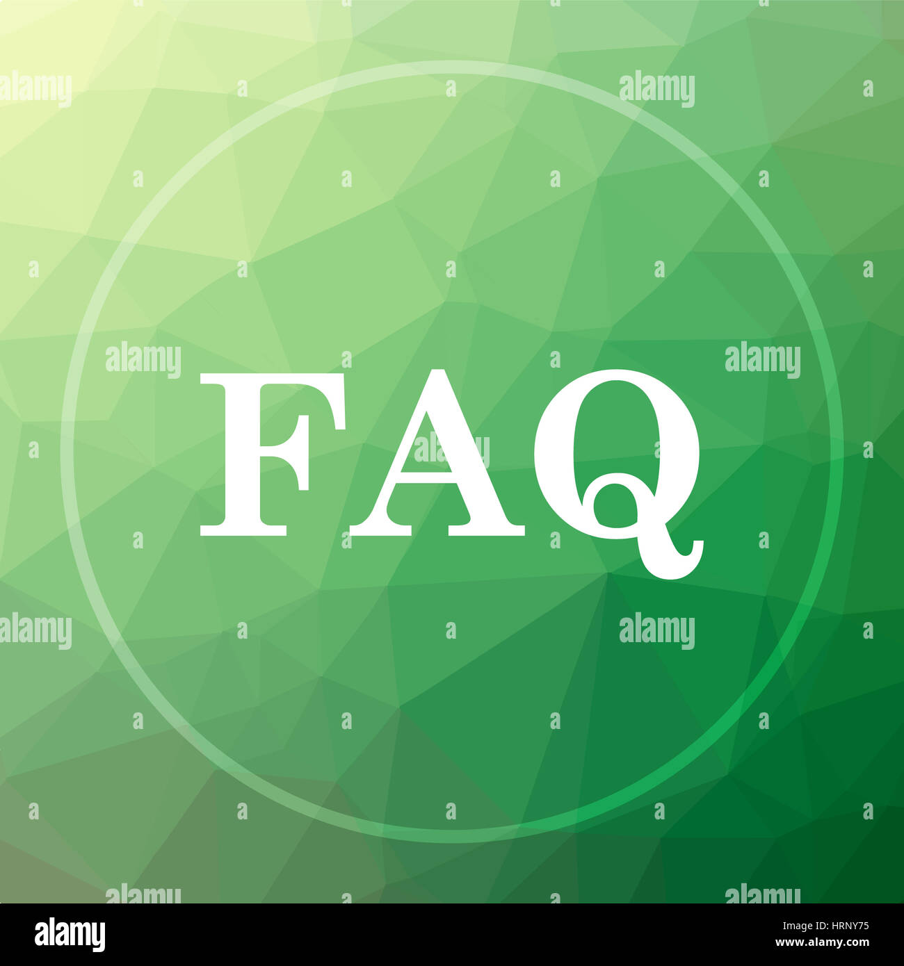 FAQ icon. FAQ website button on green low poly background Stock Photo ...