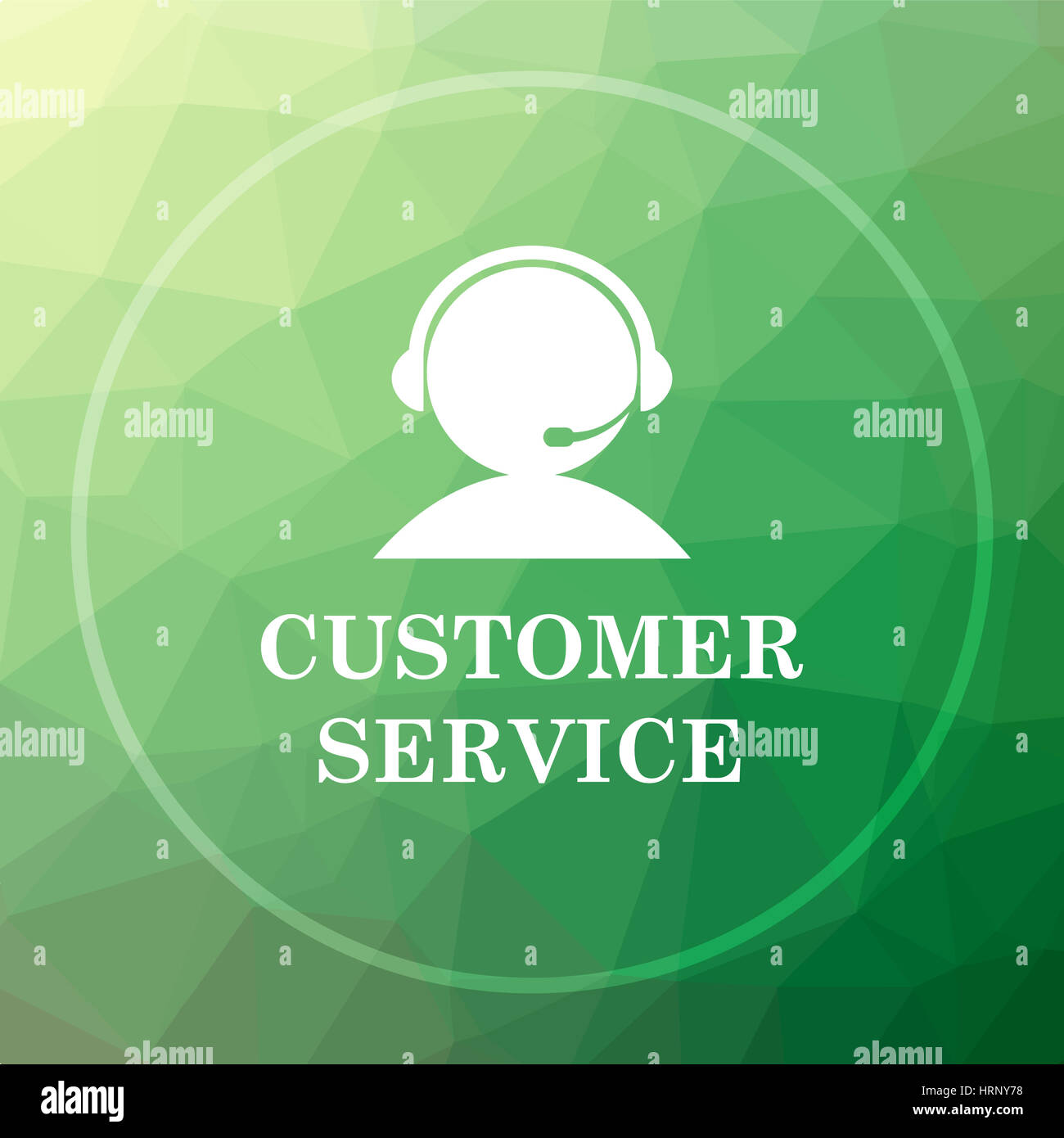 Customer service icon. Customer service website button on green low ...