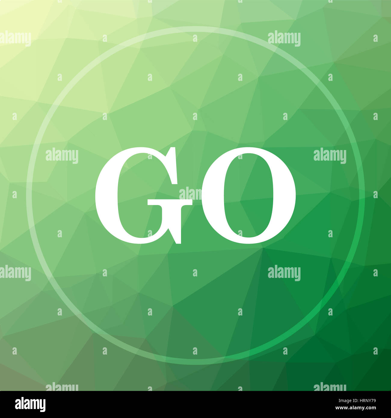 GO icon. GO website button on green low poly background Stock Photo - Alamy