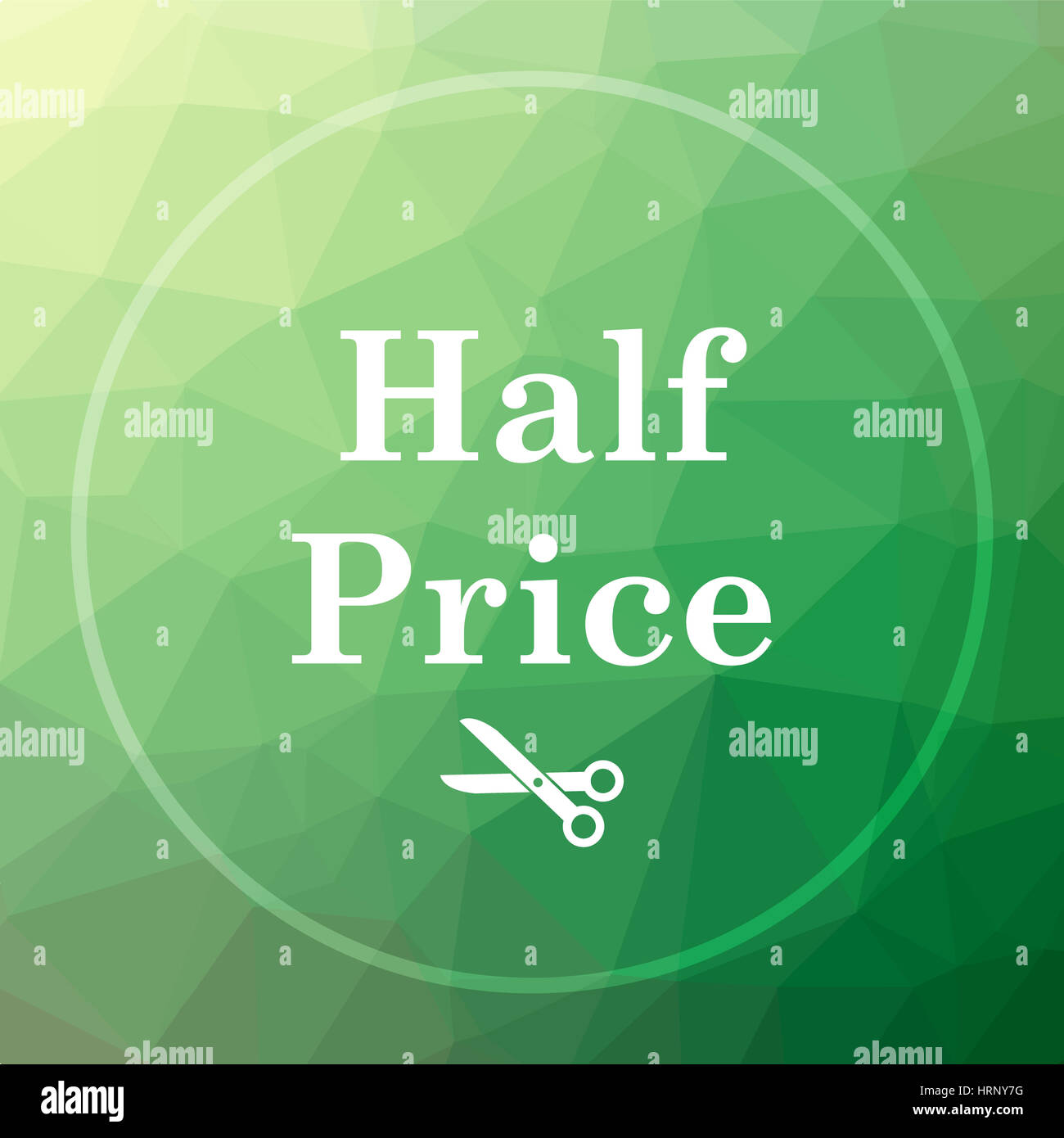 Half price icon. Half price website button on green low poly background ...