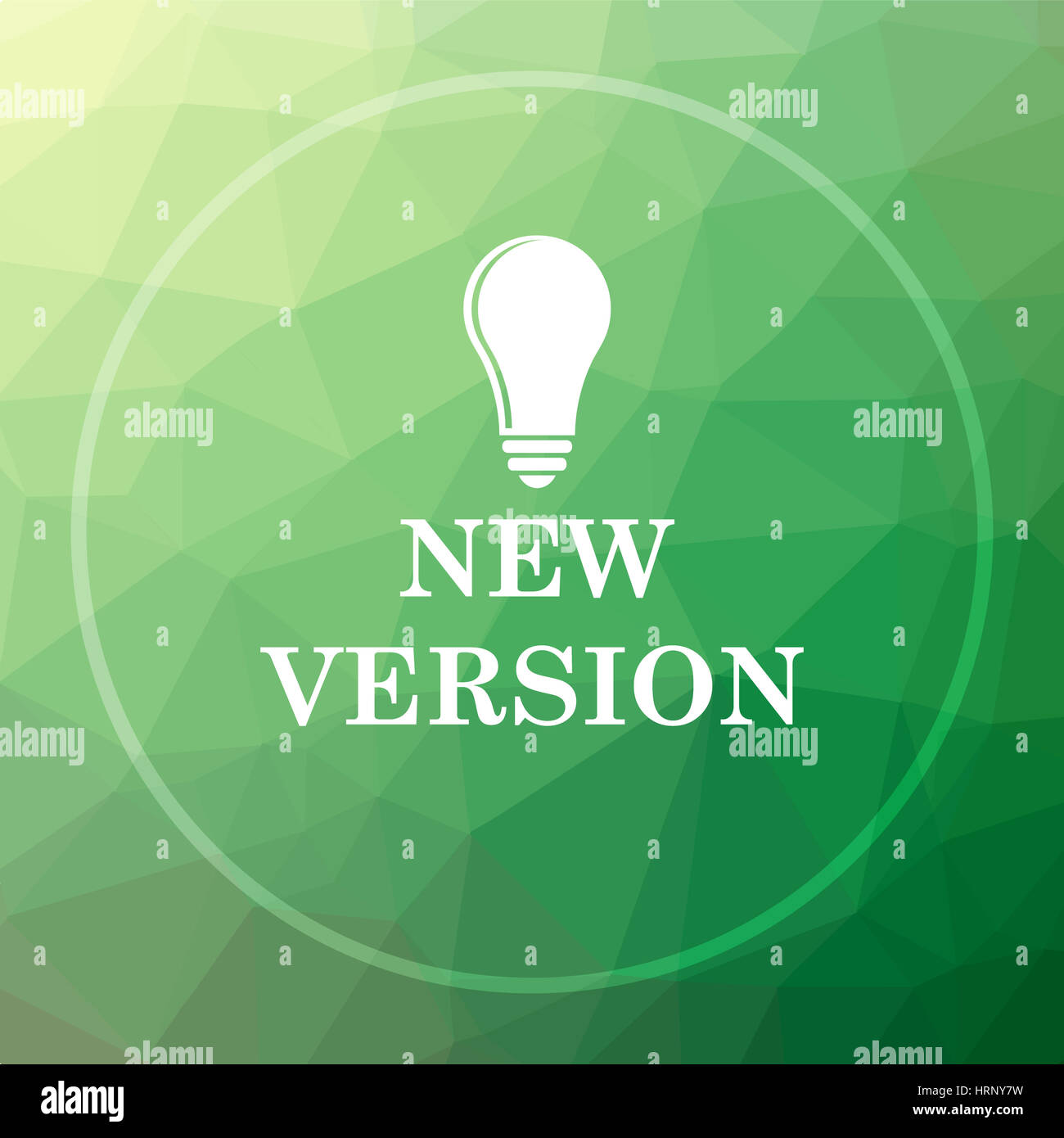 New version icon. New version website button on green low poly ...