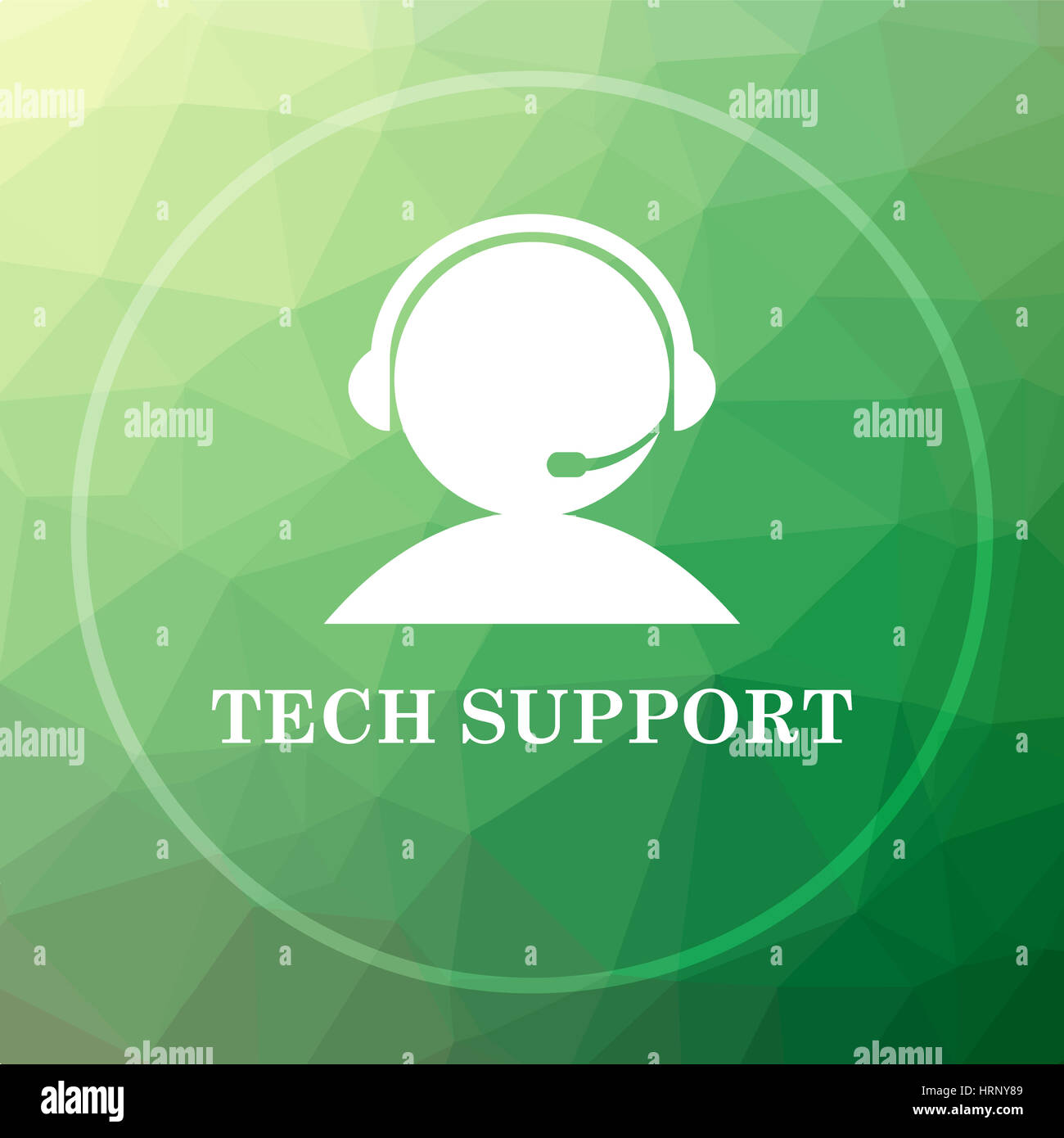 Tech support icon. Tech support website button on green low poly ...