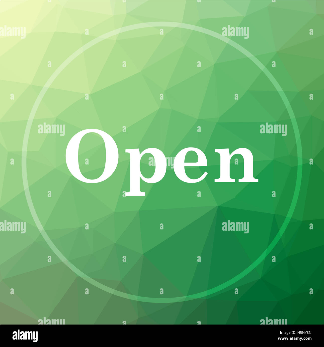 Open icon. Open website button on green low poly background Stock Photo ...