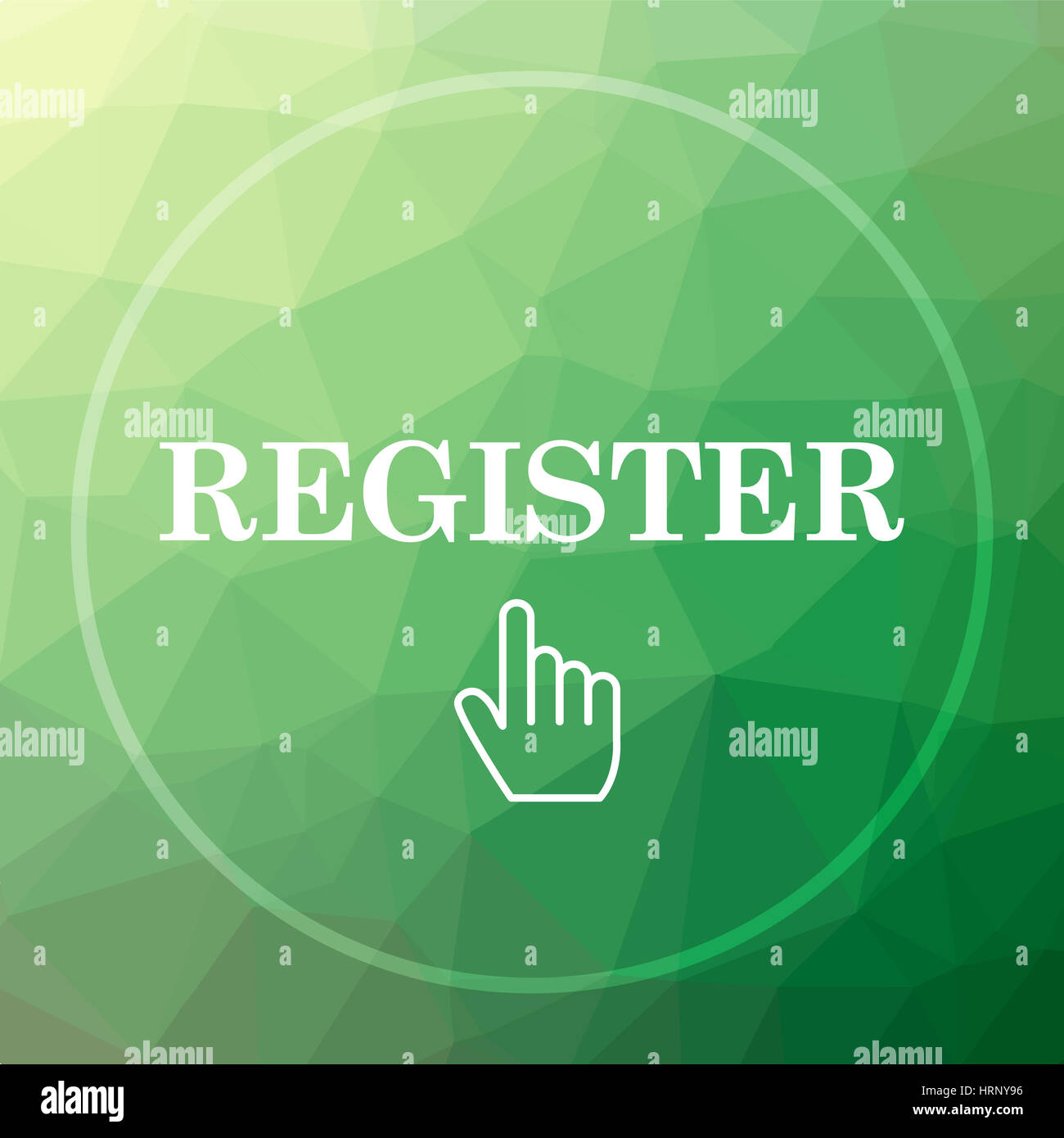 Register icon. Register website button on green low poly background ...