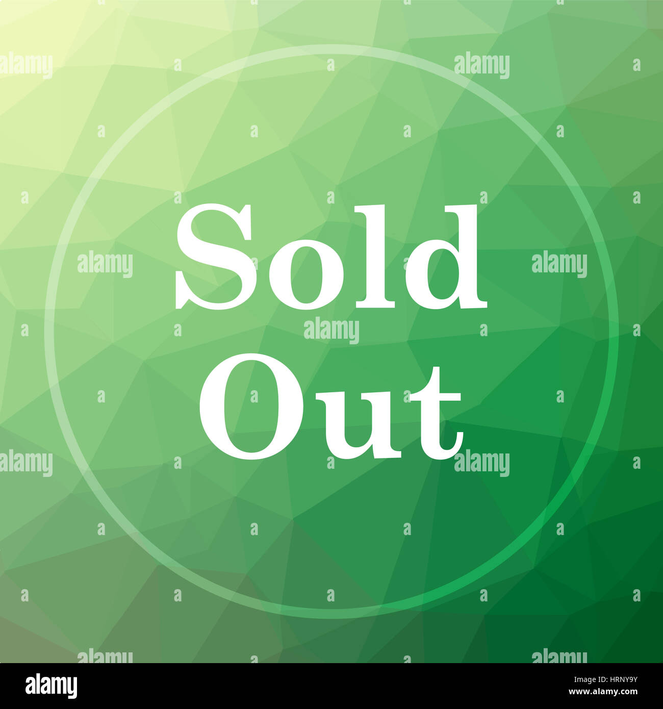Sold out icon. Sold out website button on green low poly background ...