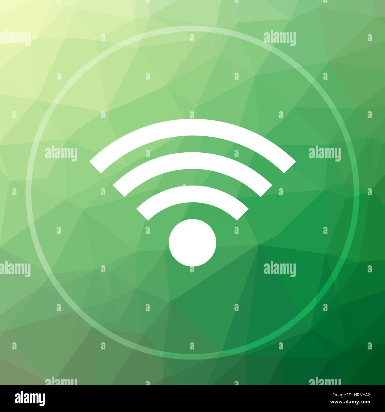 Wireless sign icon. Wireless sign website button on green low poly ...