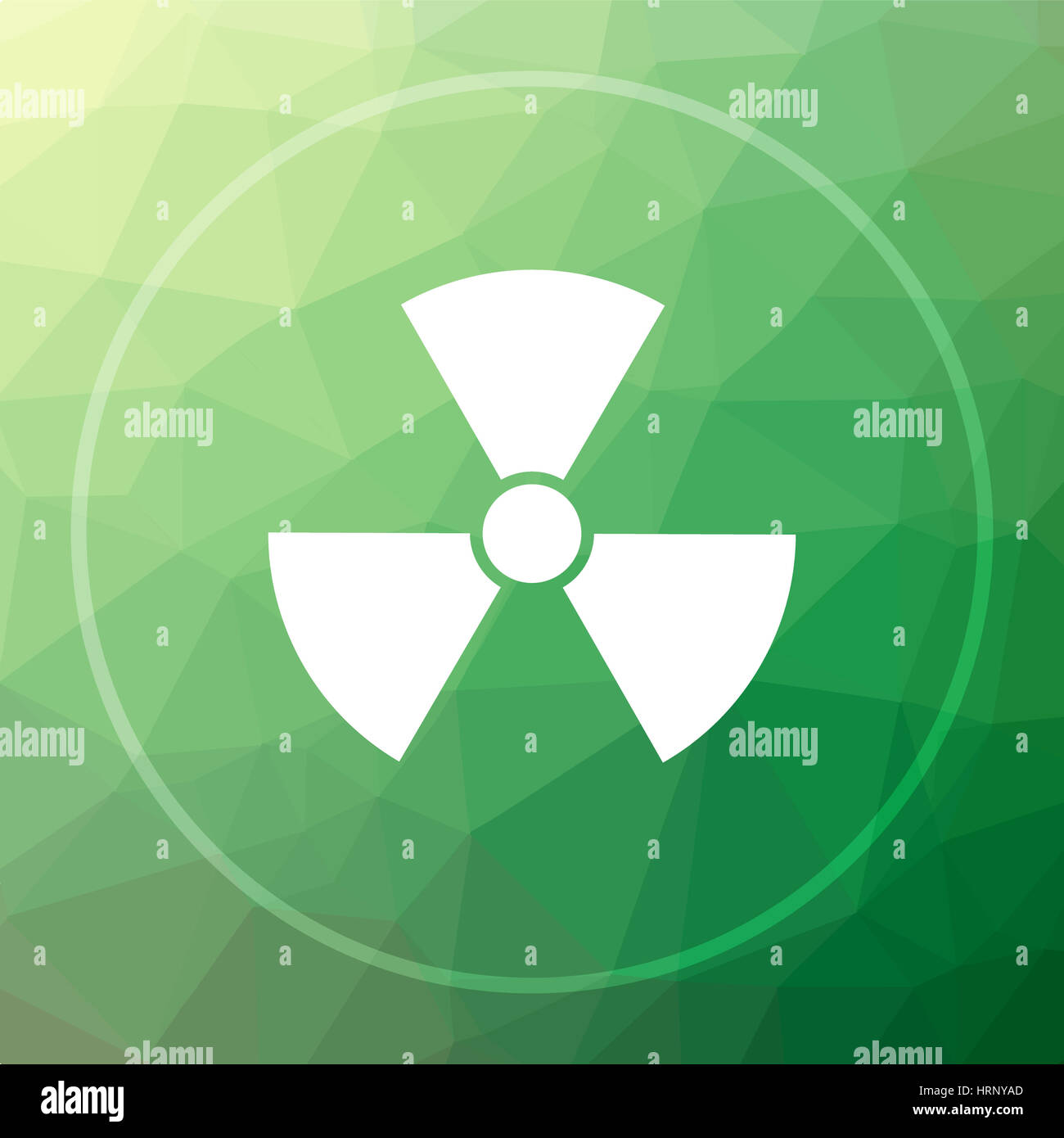 Radiation icon. Radiation website button on green low poly background ...