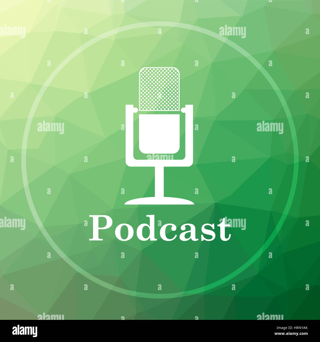 Podcast icon. Podcast website button on green low poly background Stock ...