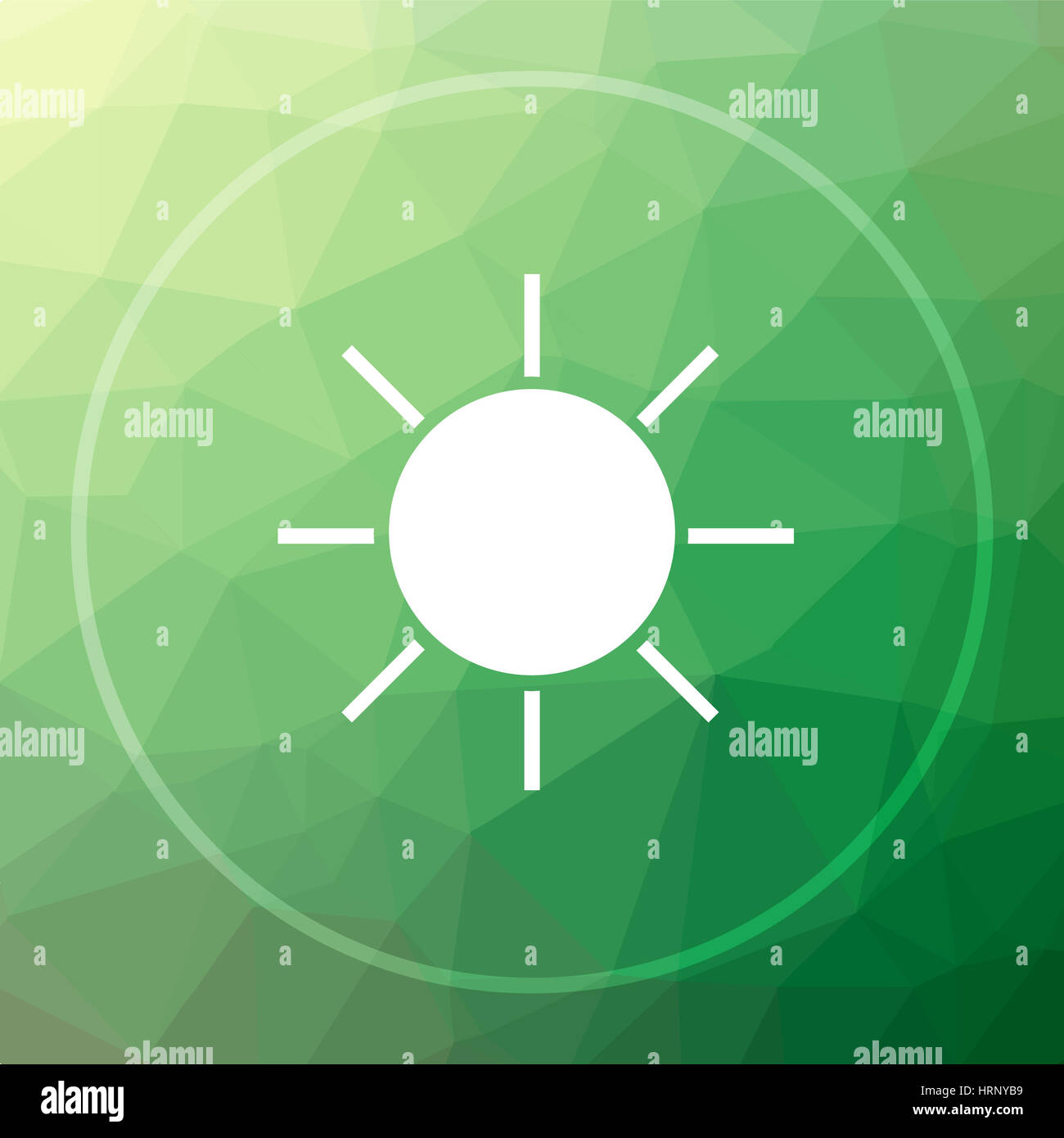 Sun icon. Sun website button on green low poly background Stock Photo ...