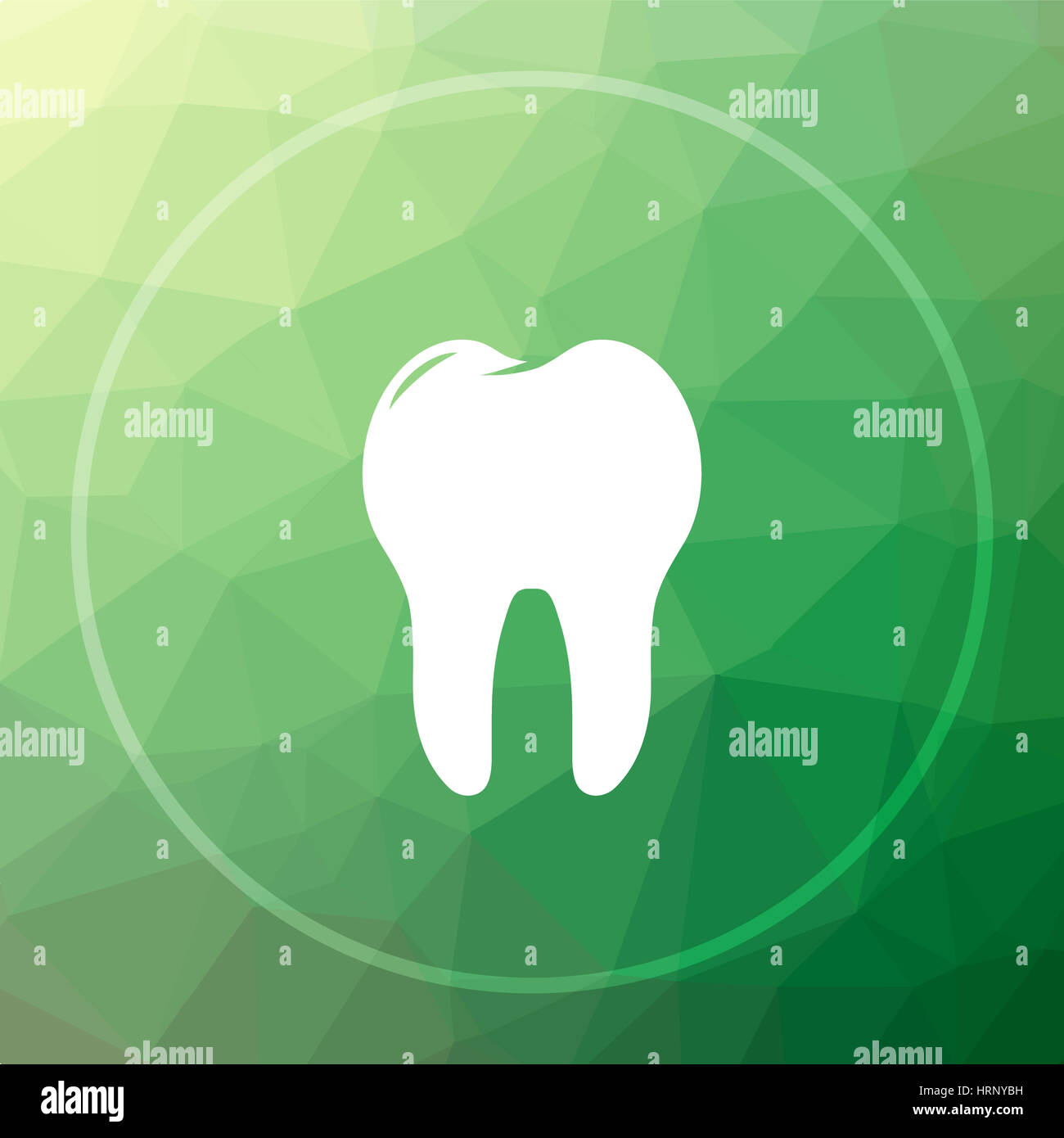 Tooth icon. Tooth website button on green low poly background Stock ...