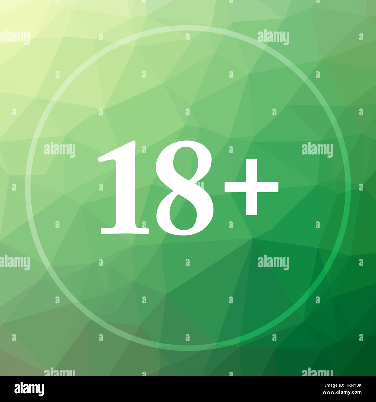 18 plus icon. 18 plus website button on green low poly background Stock ...