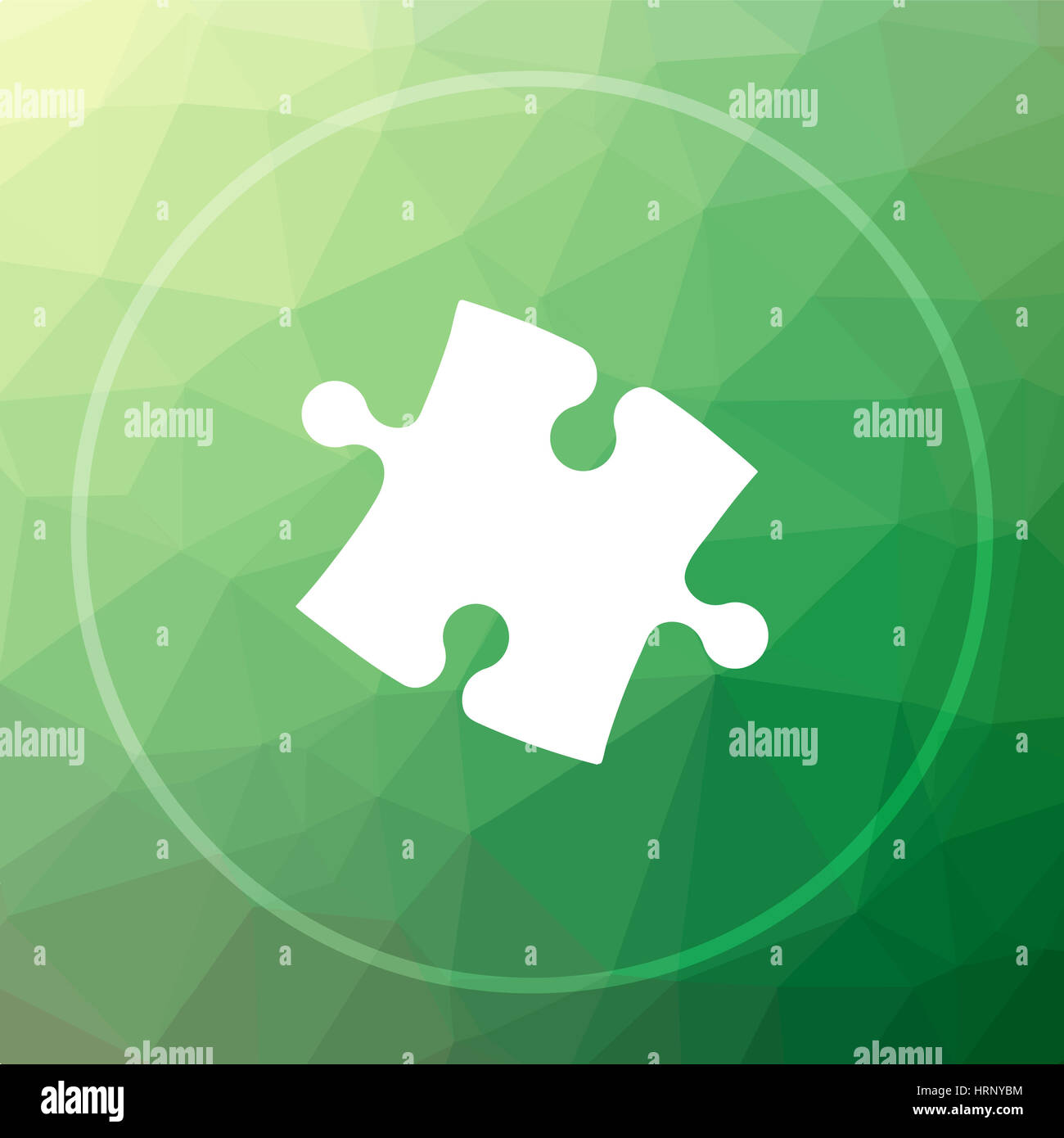 Puzzle piece icon. Puzzle piece website button on green low poly ...