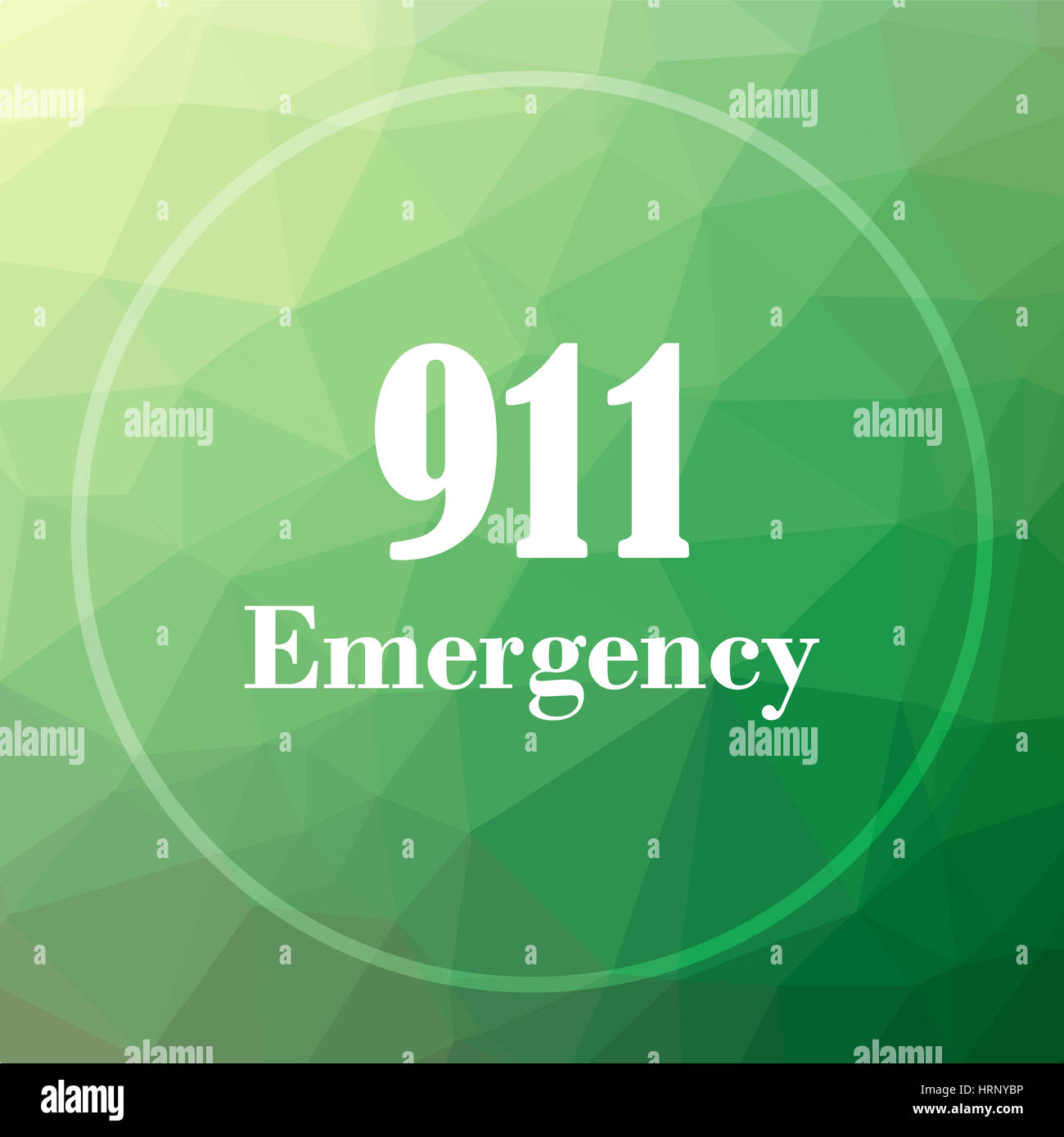 911 Emergency icon. 911 Emergency website button on green low poly ...