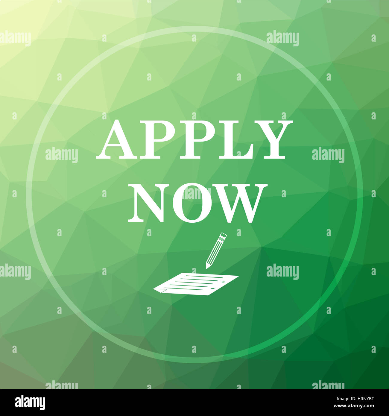 Apply now icon. Apply now website button on green low poly background ...