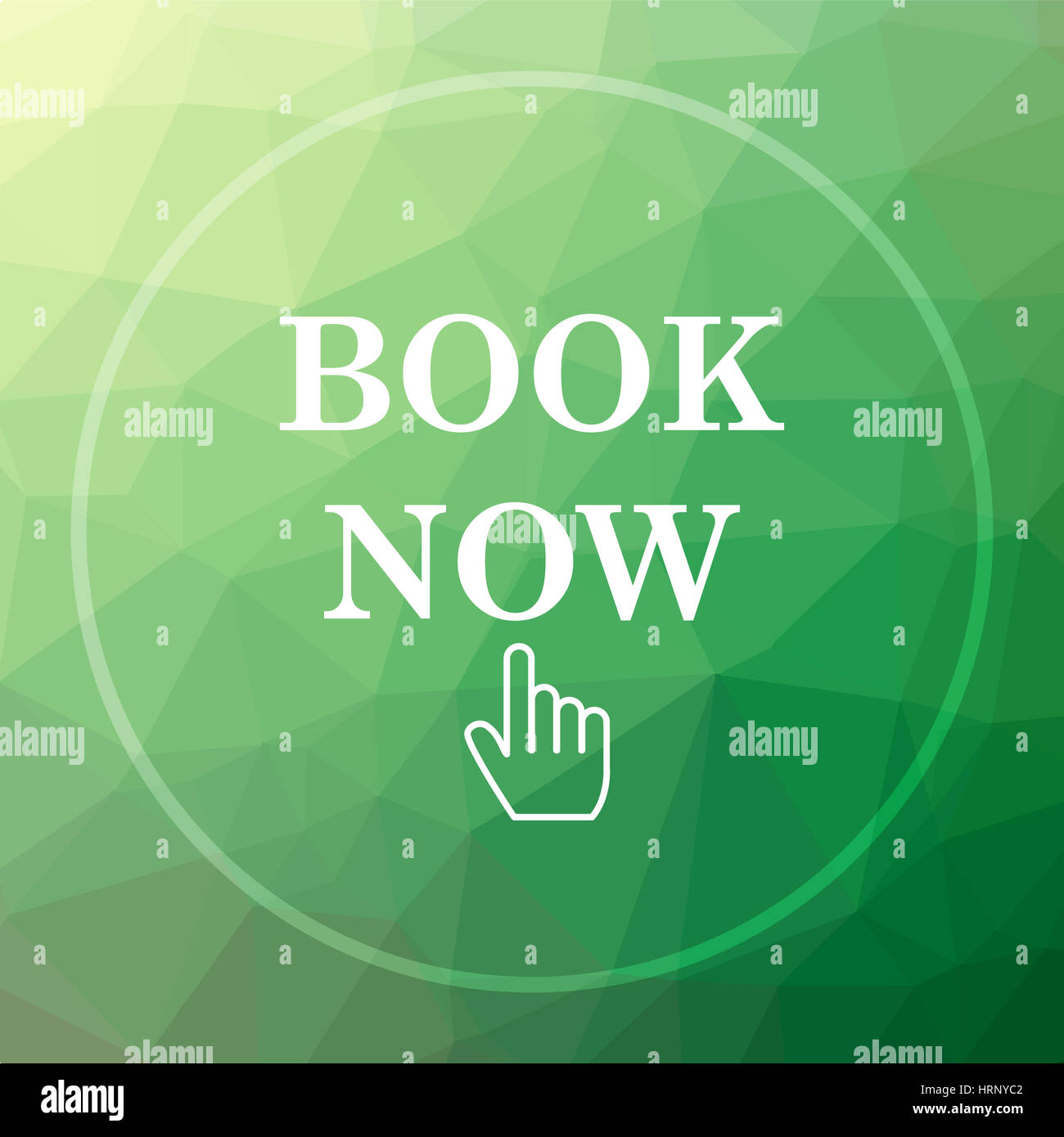 Book now icon. Book now website button on green low poly background ...