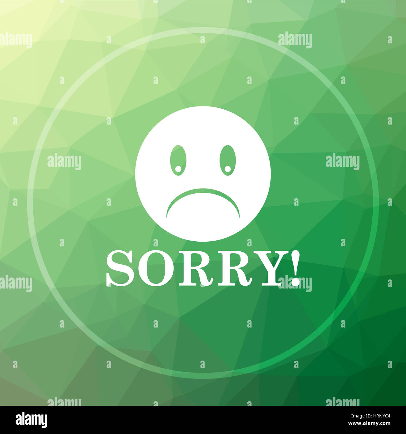 Sorry icon. Sorry website button on green low poly background Stock ...