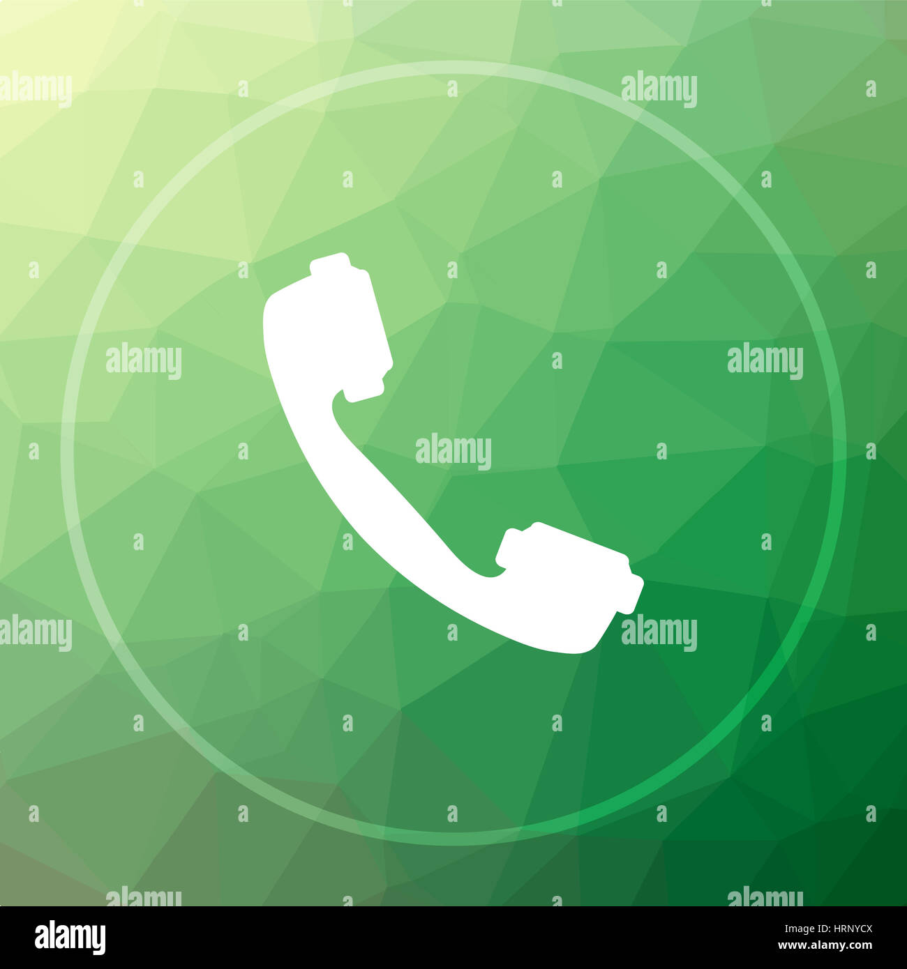 Phone icon. Phone website button on green low poly background Stock ...
