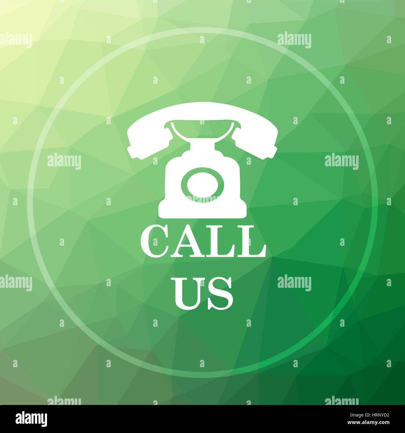 Call us icon. Call us website button on green low poly background Stock ...