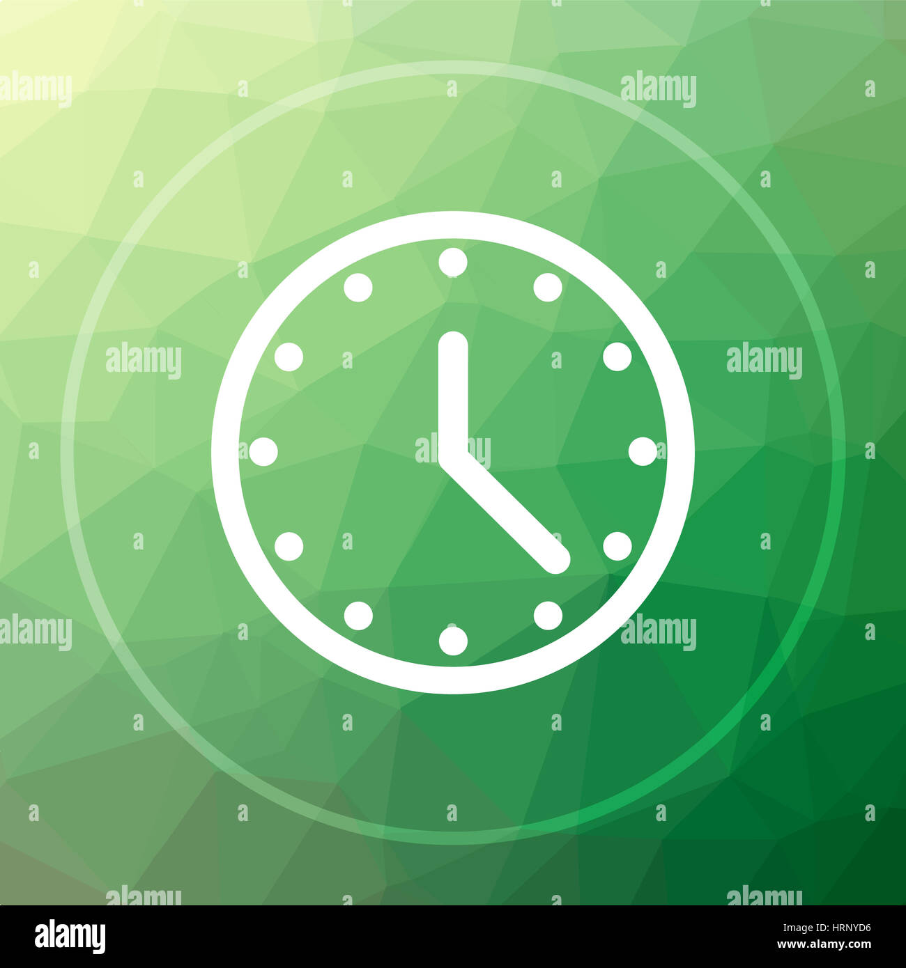 Clock icon. Clock website button on green low poly background Stock ...