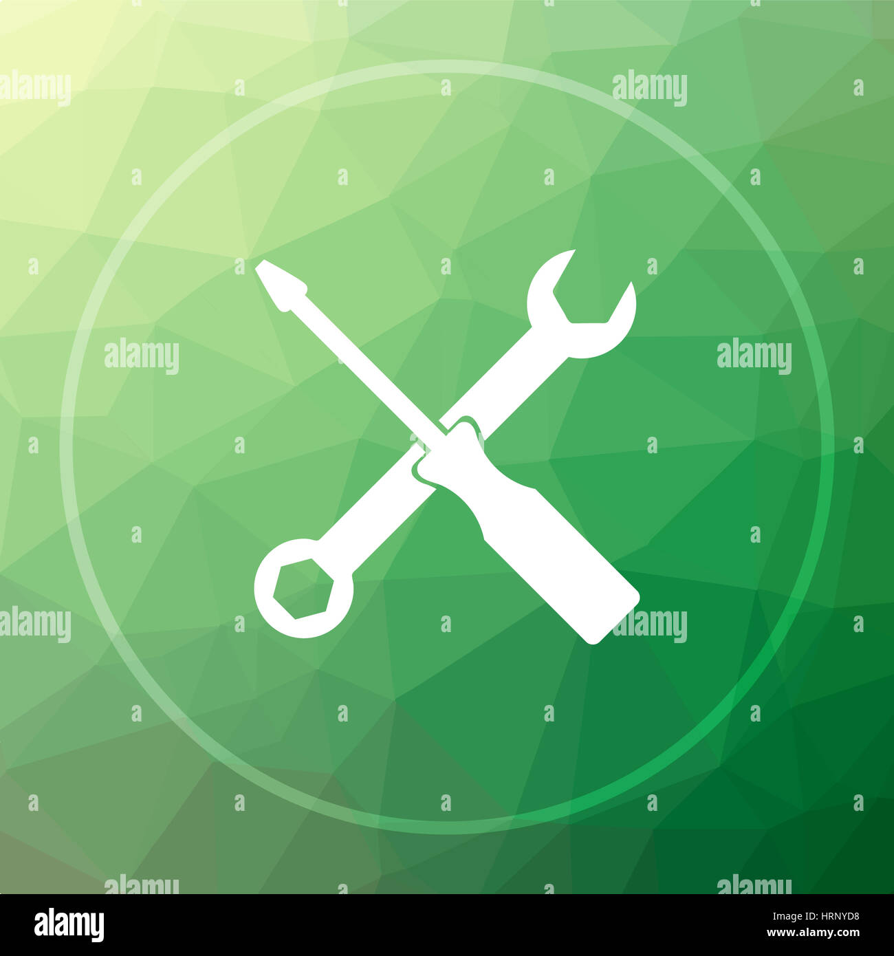 Tools icon. Tools website button on green low poly background Stock ...
