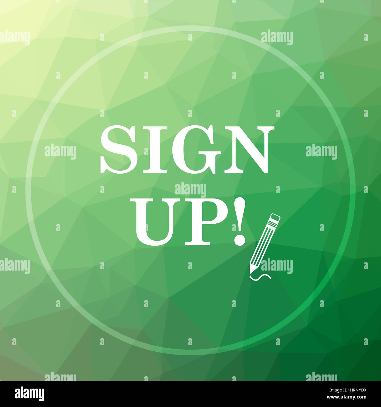 Sign up icon. Sign up website button on green low poly background Stock ...