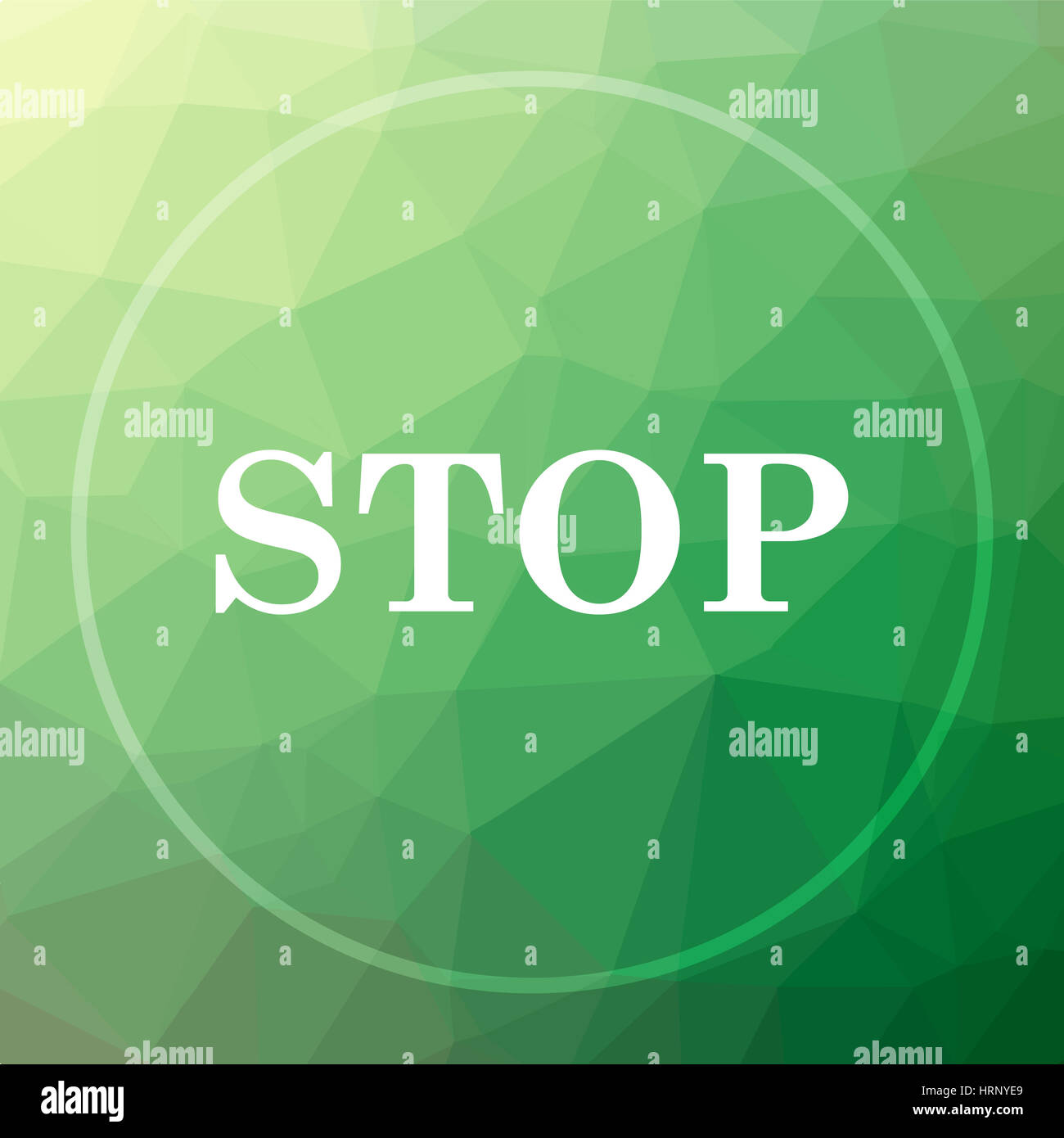 Stop icon. Stop website button on green low poly background Stock Photo ...