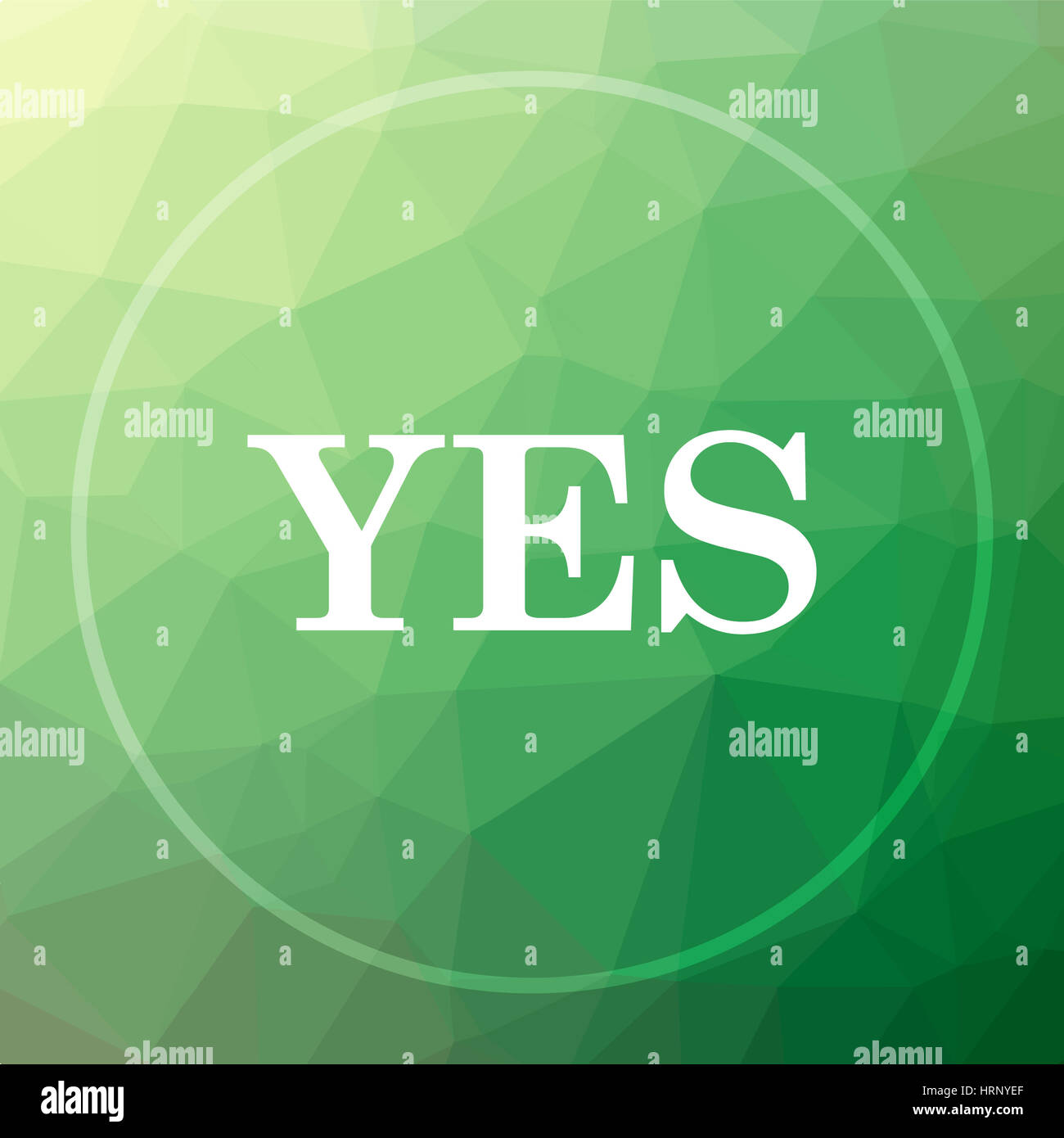 Yes icon. Yes website button on green low poly background Stock Photo ...