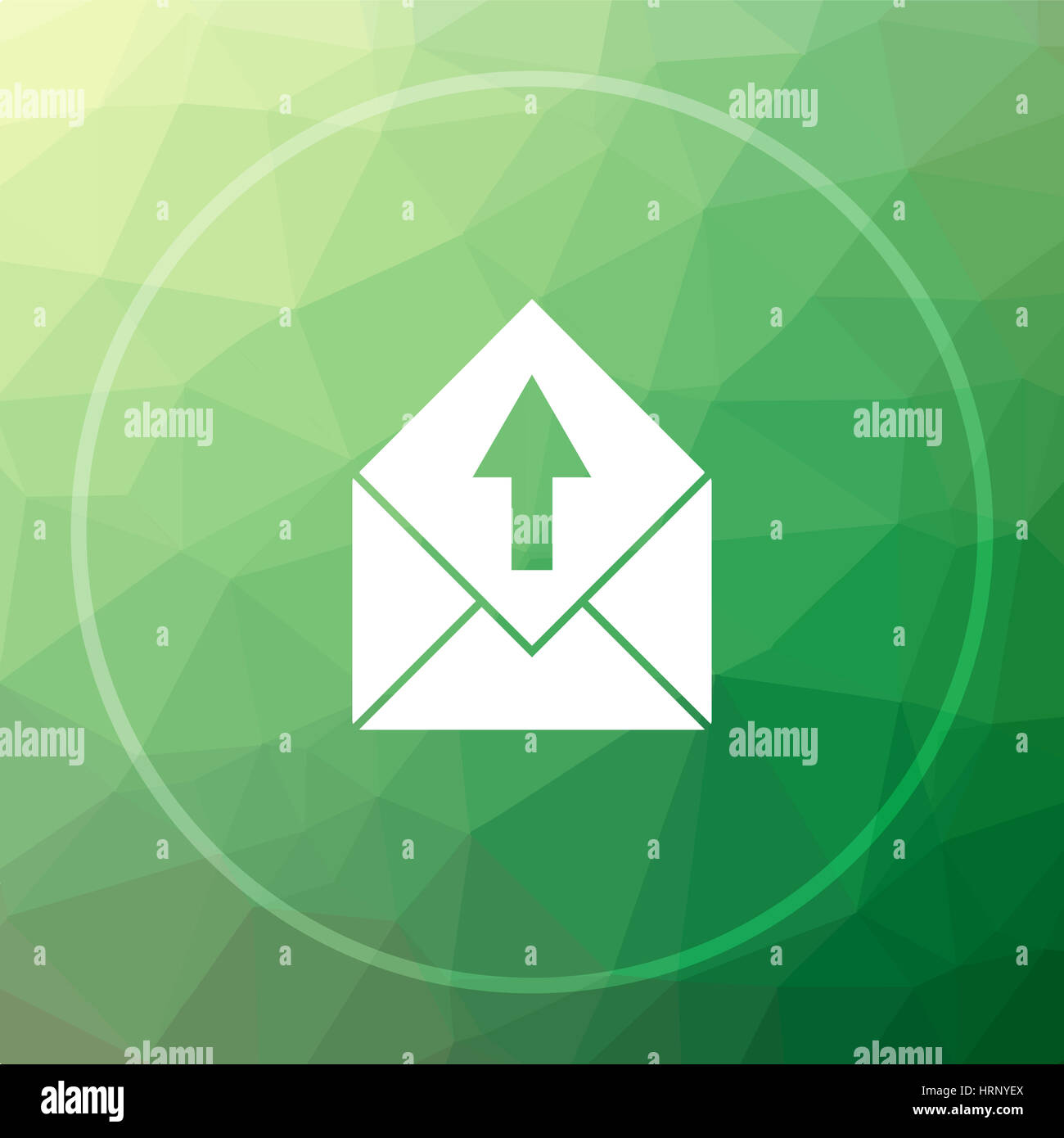 Send e-mail icon. Send e-mail website button on green low poly ...