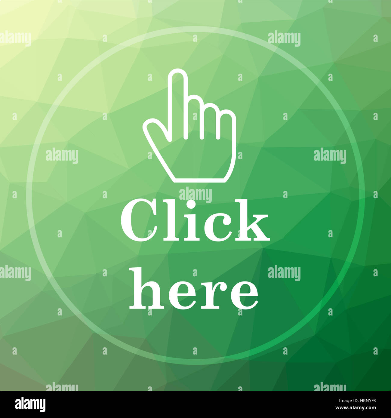 Click here icon. Click here website button on green low poly background ...
