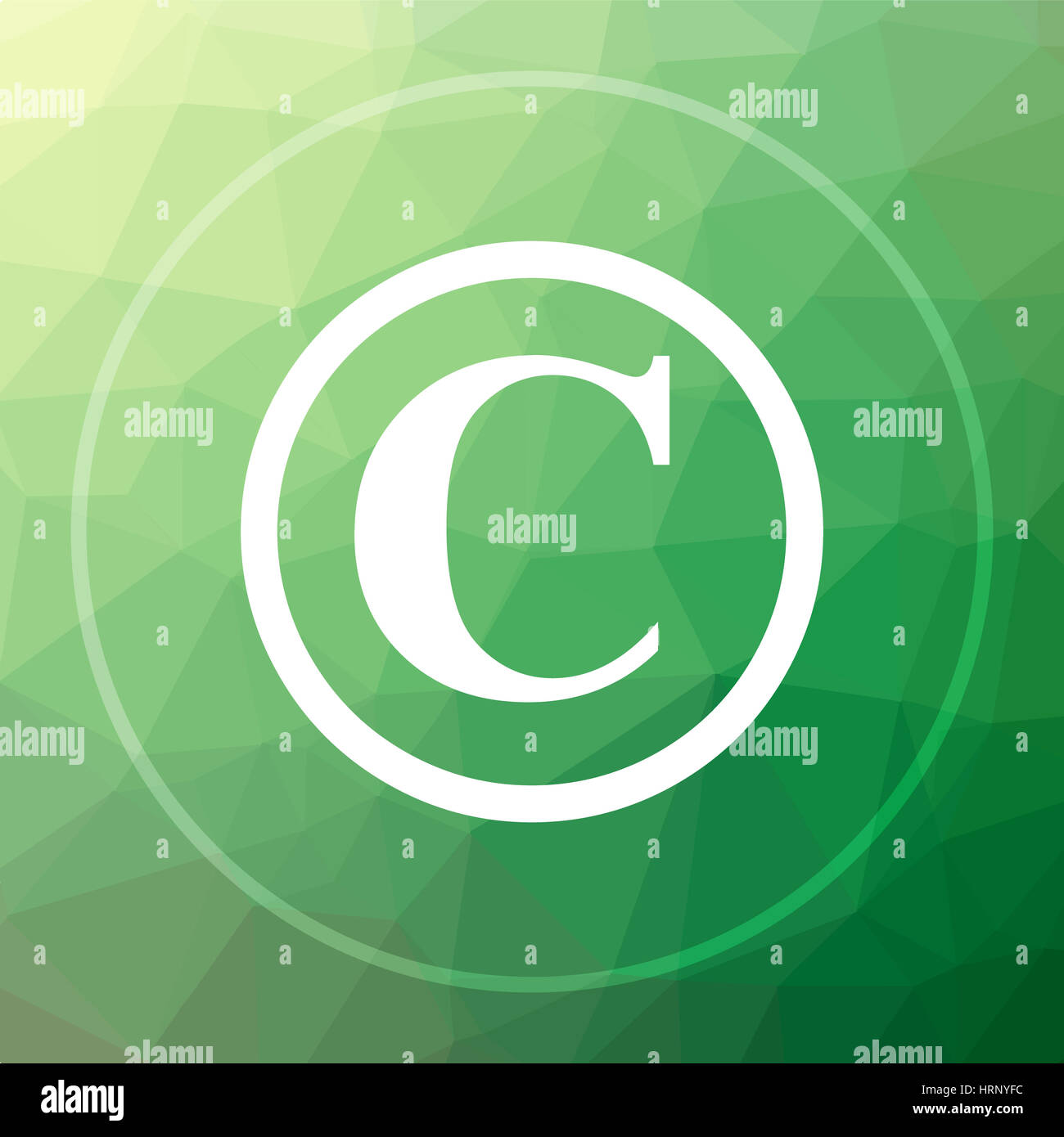 Copyright icon. Copyright website button on green low poly background ...