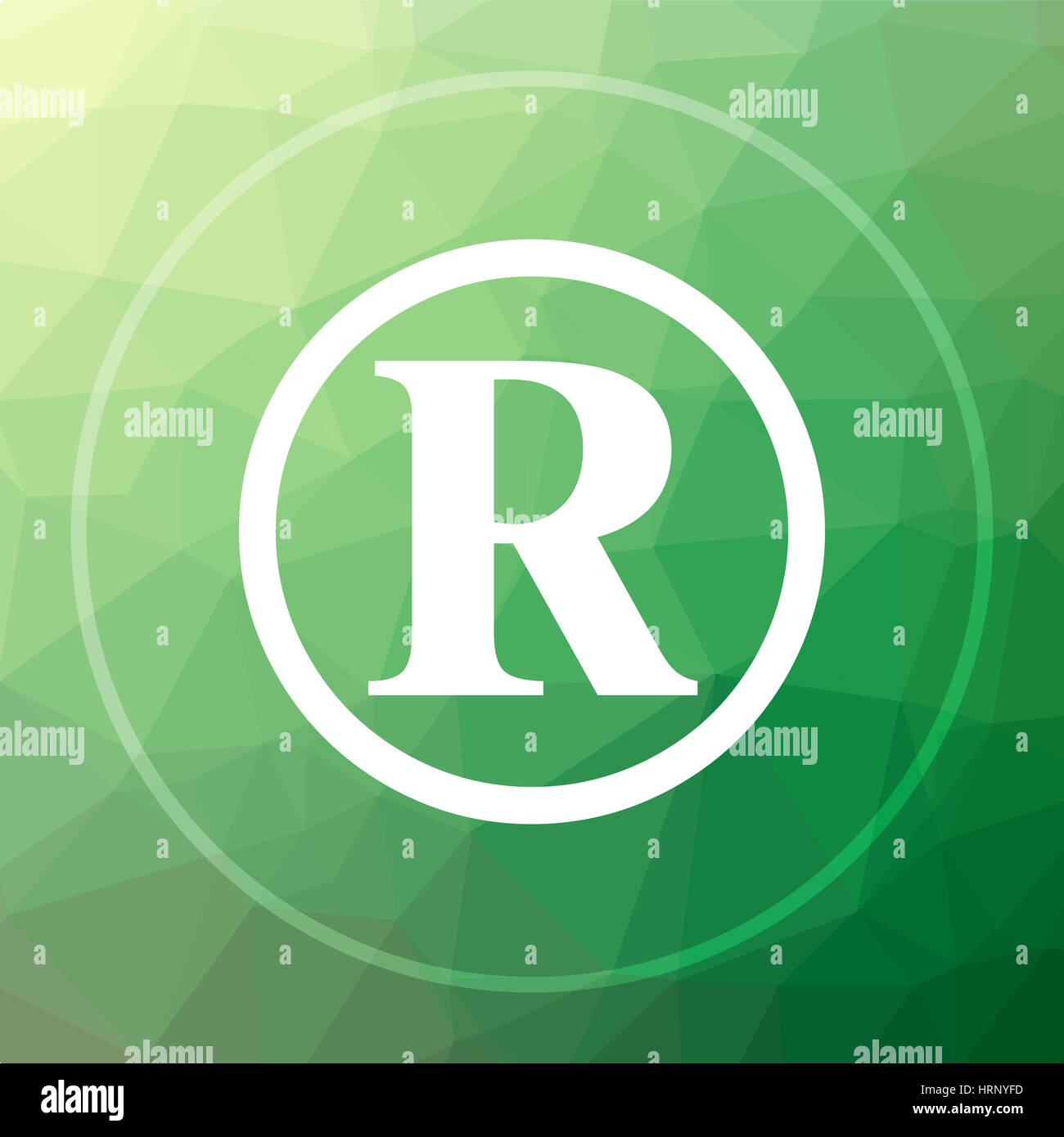 Registered mark icon. Registered mark website button on green low poly ...