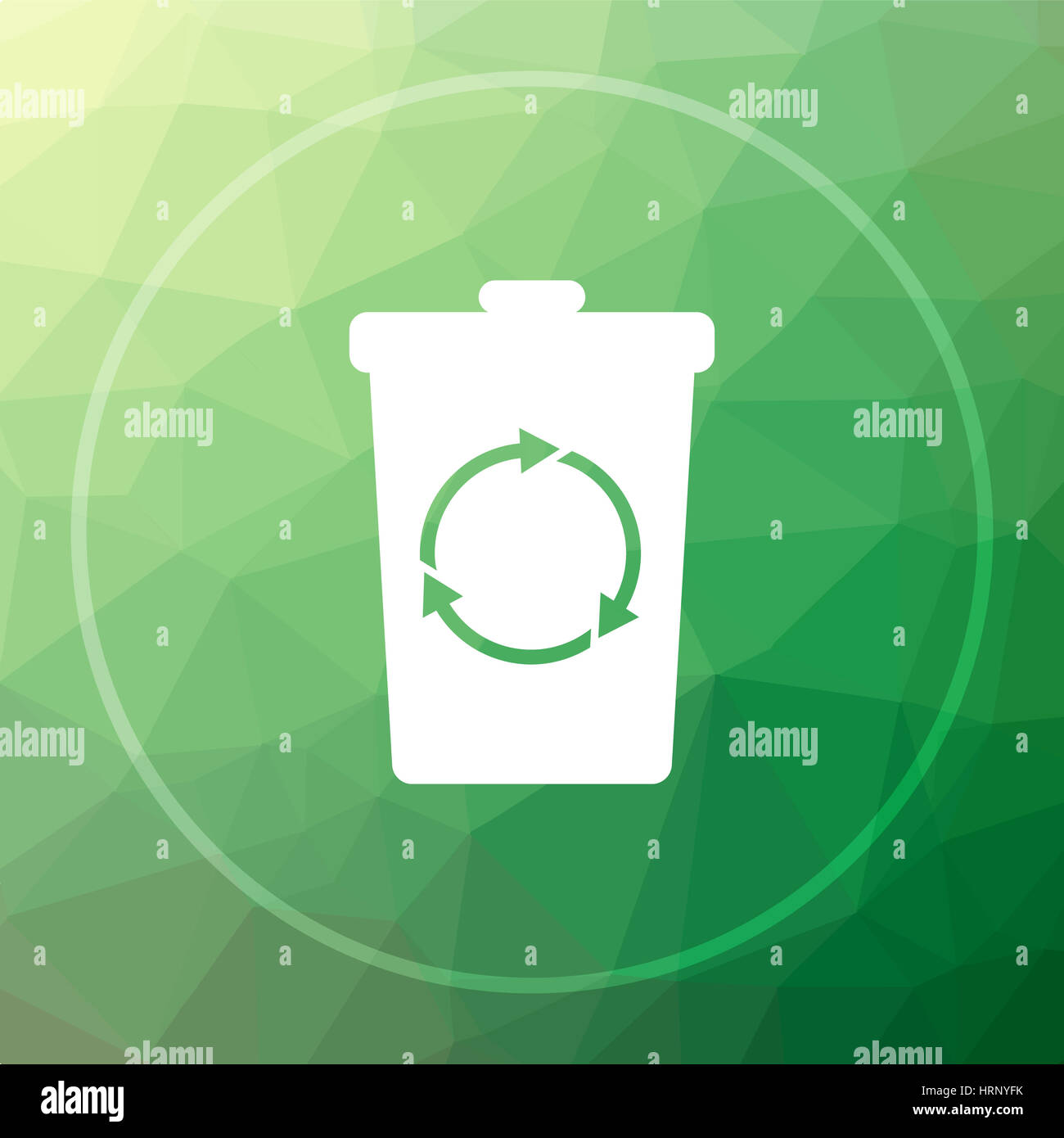 Recycle bin icon. Recycle bin website button on green low poly ...