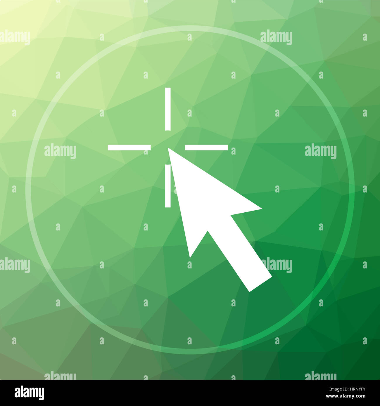 Click here icon. Click here website button on green low poly background ...