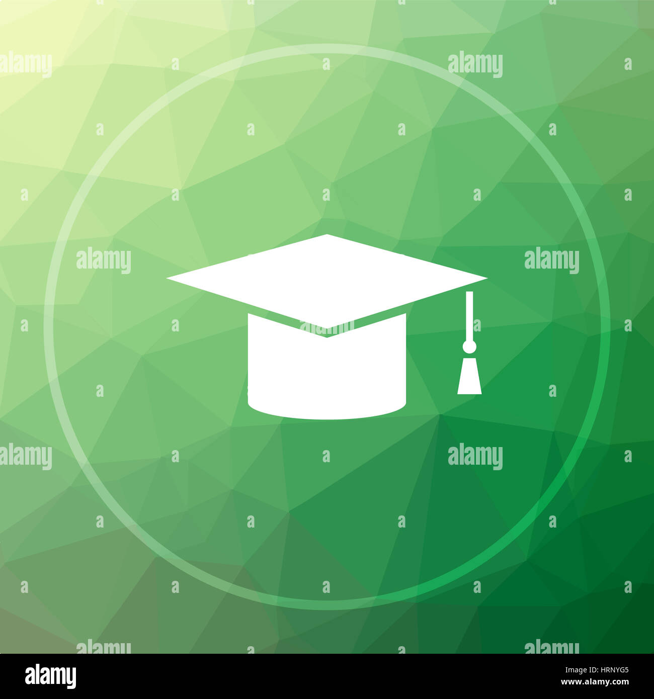 Graduation icon. Graduation website button on green low poly background ...