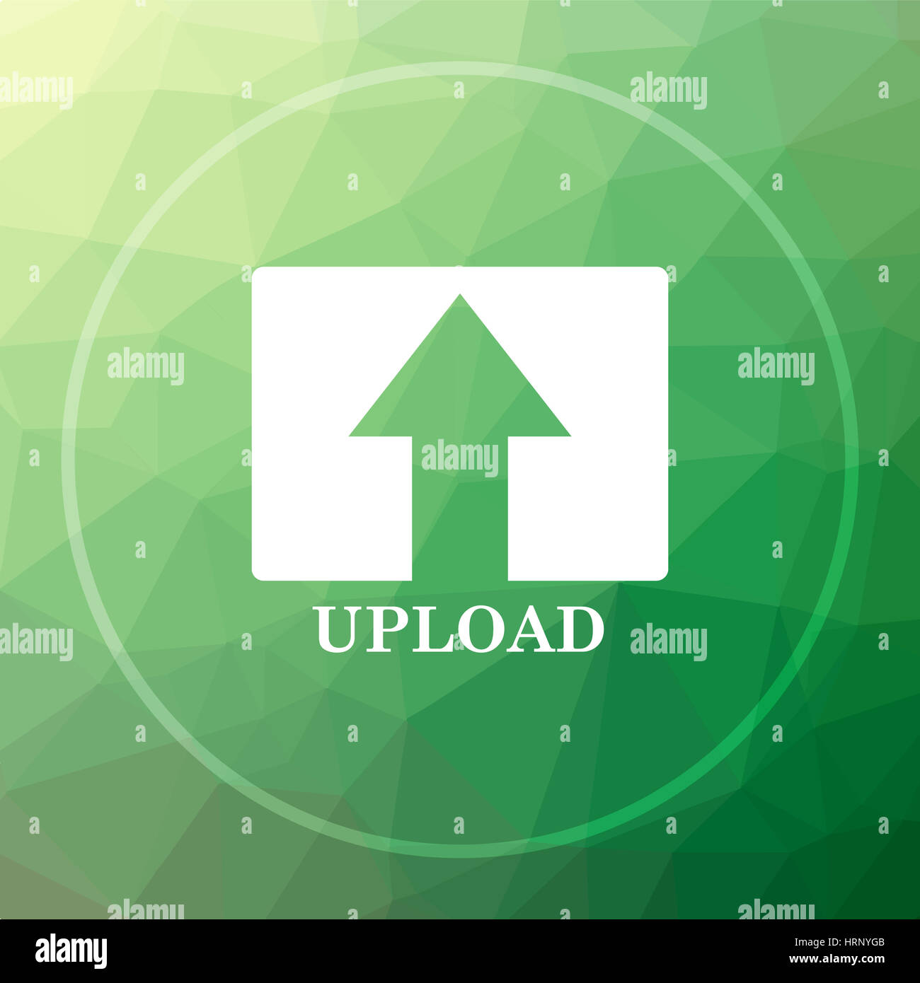Upload icon. Upload website button on green low poly background Stock ...