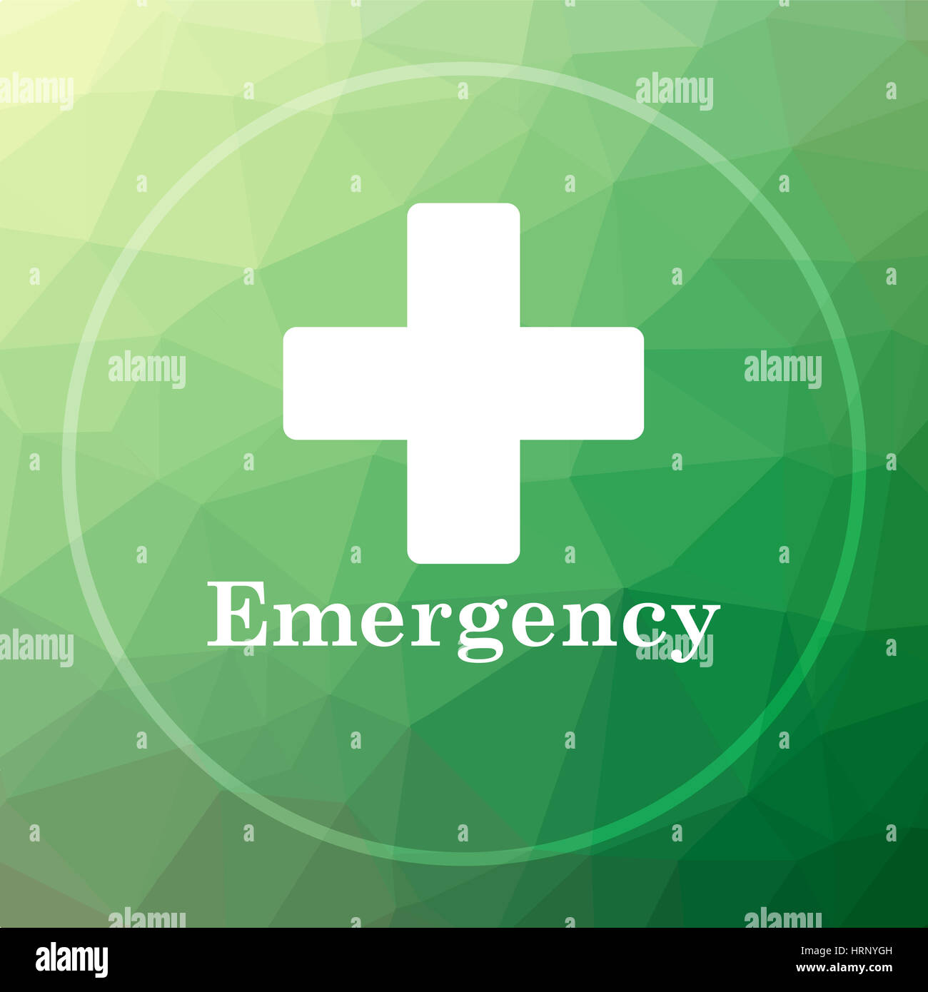 Emergency icon. Emergency website button on green low poly background ...