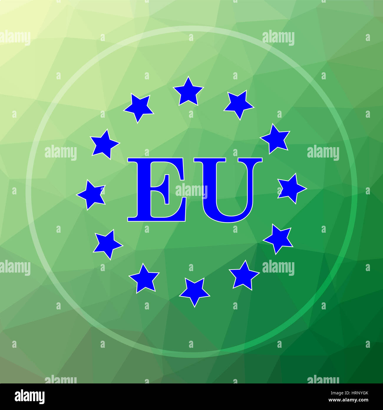 European union icon. European union website button on green low poly ...