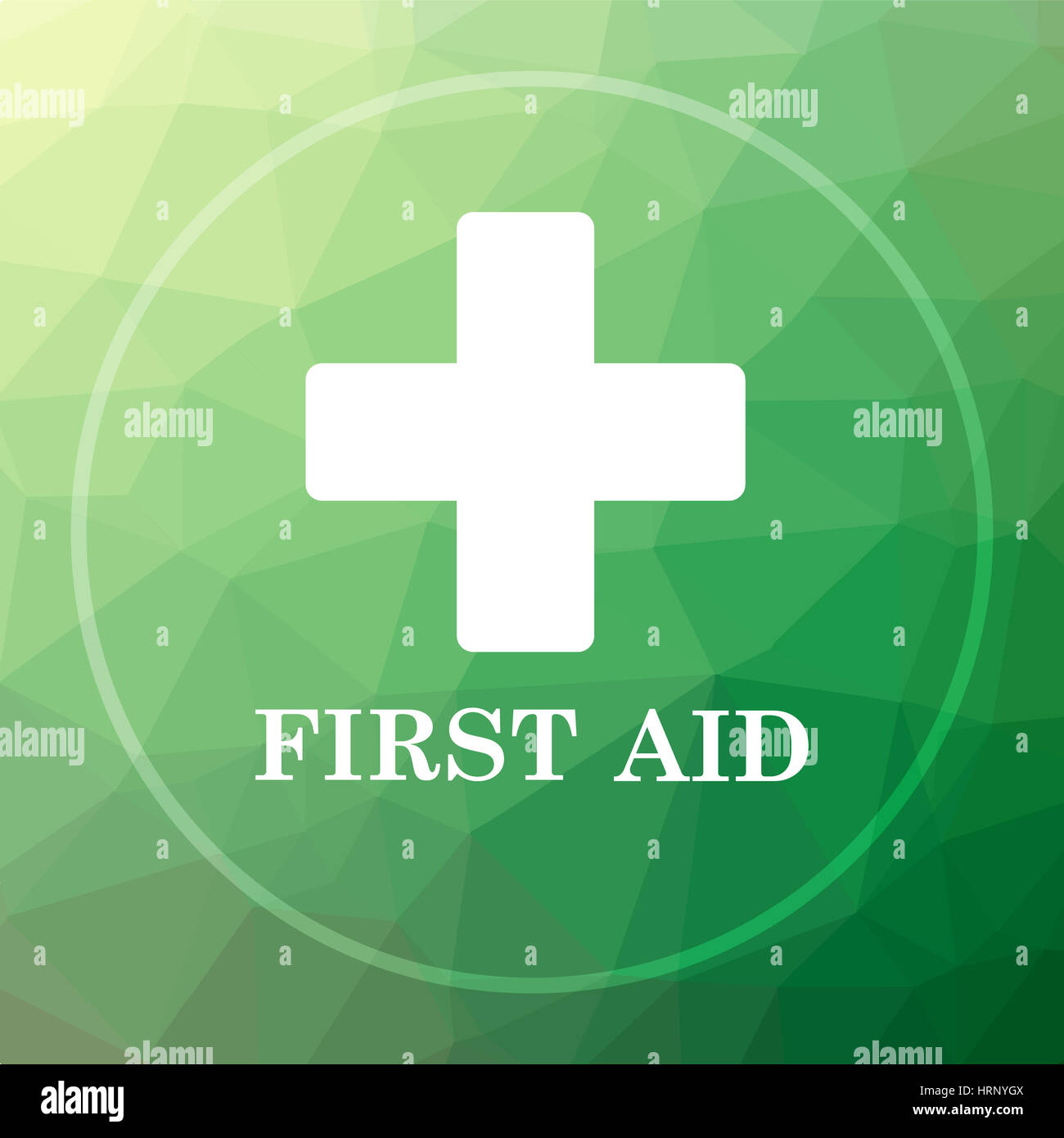 First aid icon. First aid website button on green low poly background ...