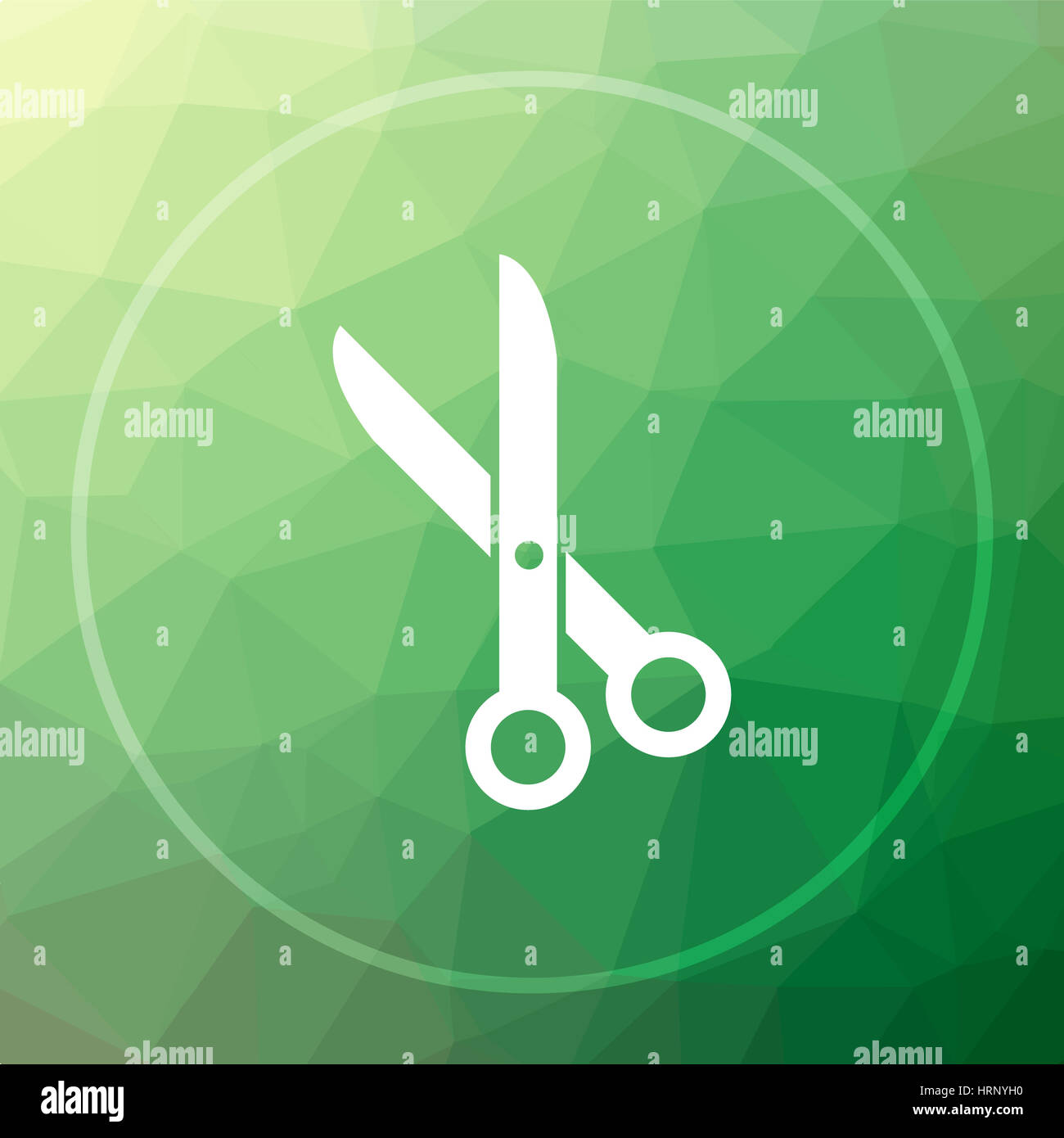 Cut icon. Cut website button on green low poly background Stock Photo ...