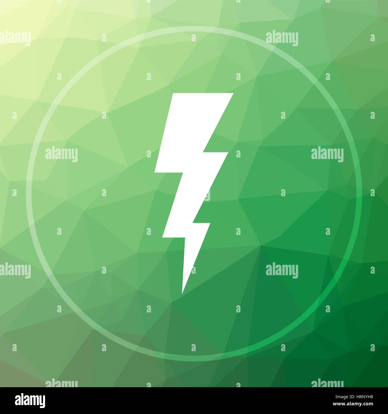 Lightning icon. Lightning website button on green low poly background ...