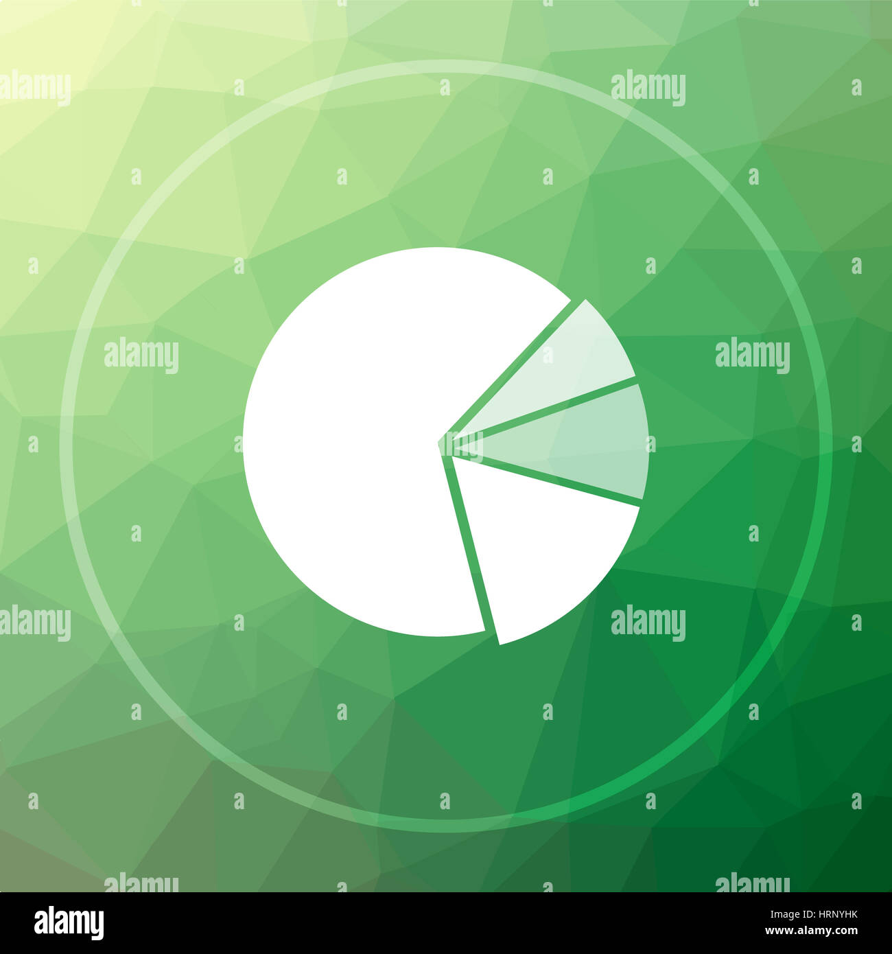 Chart pie icon. Chart pie website button on green low poly background ...