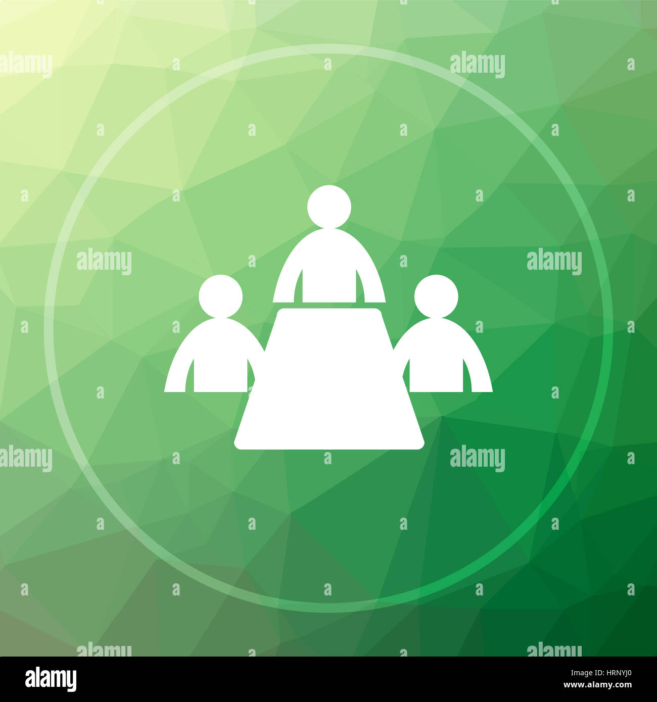 Meeting room icon. Meeting room website button on green low poly ...