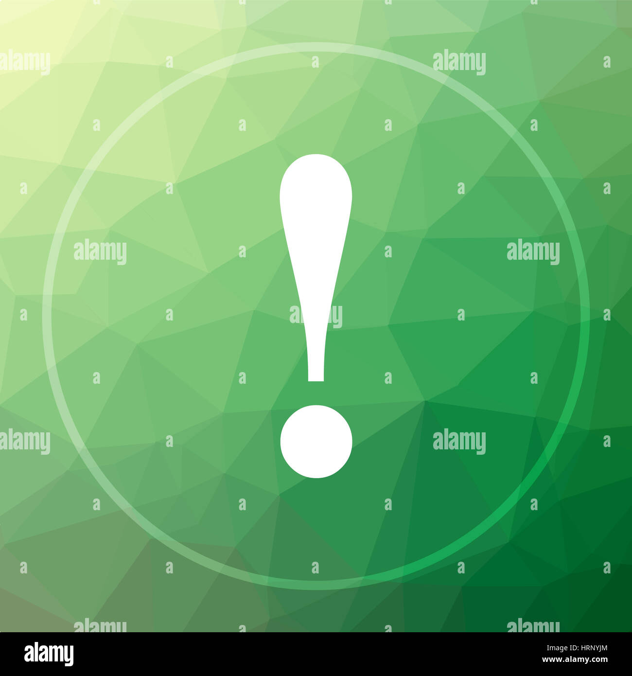 Attention icon. Attention website button on green low poly background ...
