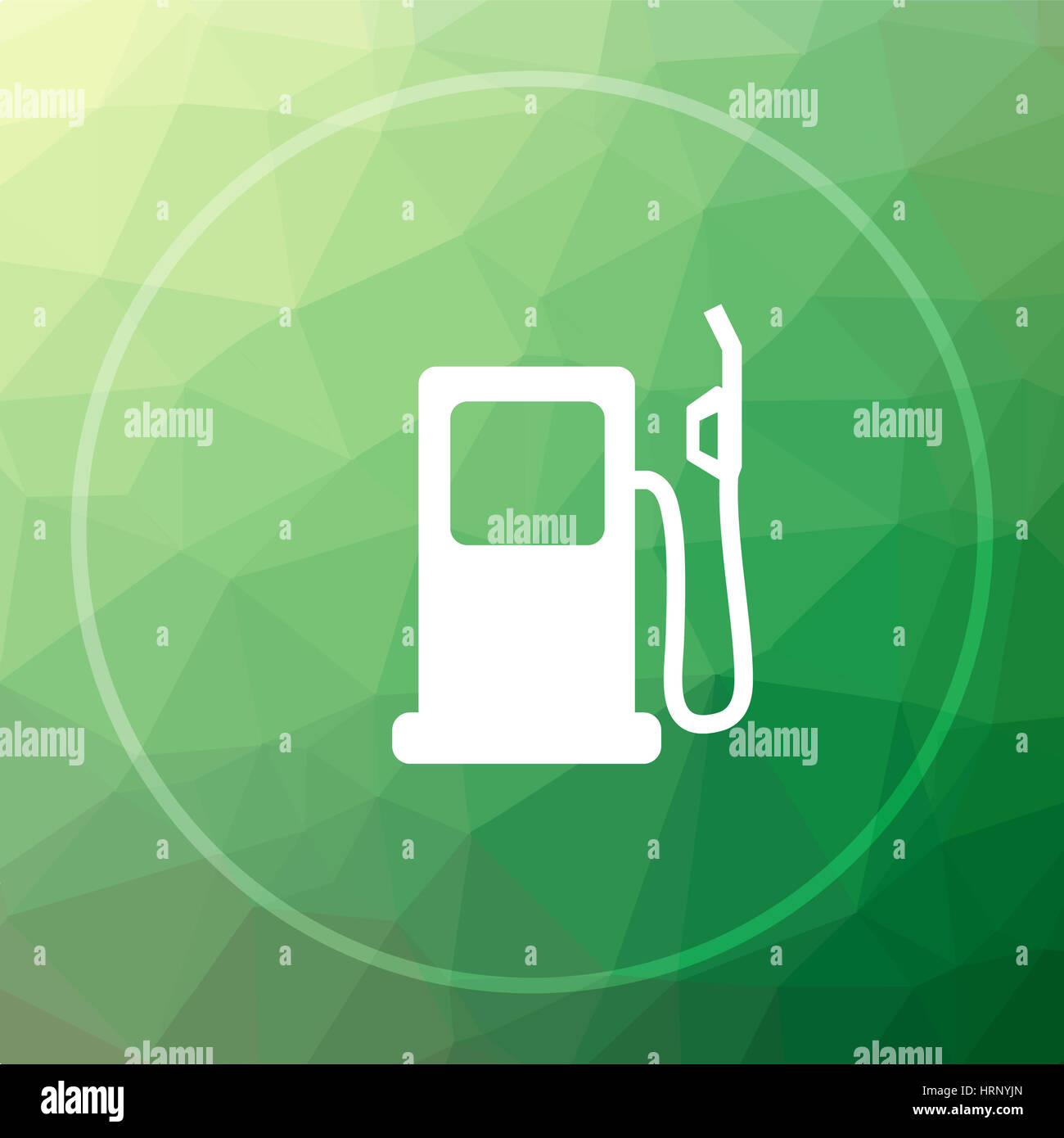 Gas pump icon. Gas pump website button on green low poly background ...